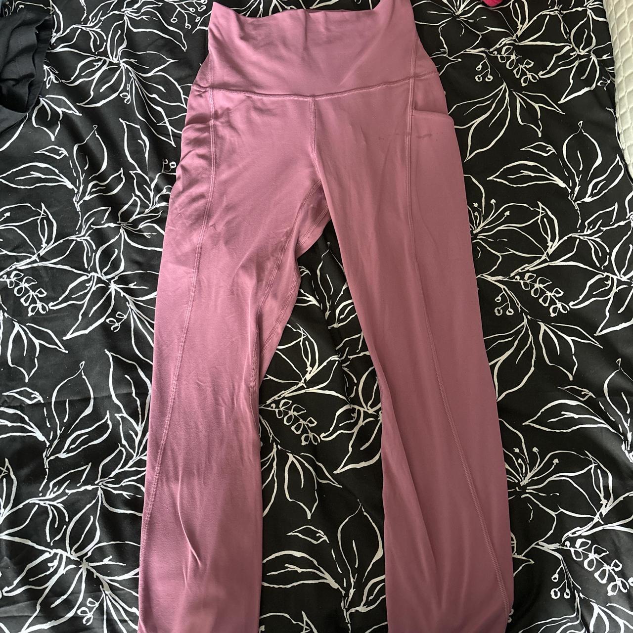 Pink lululemon leggings with pockets in size 4 - Depop