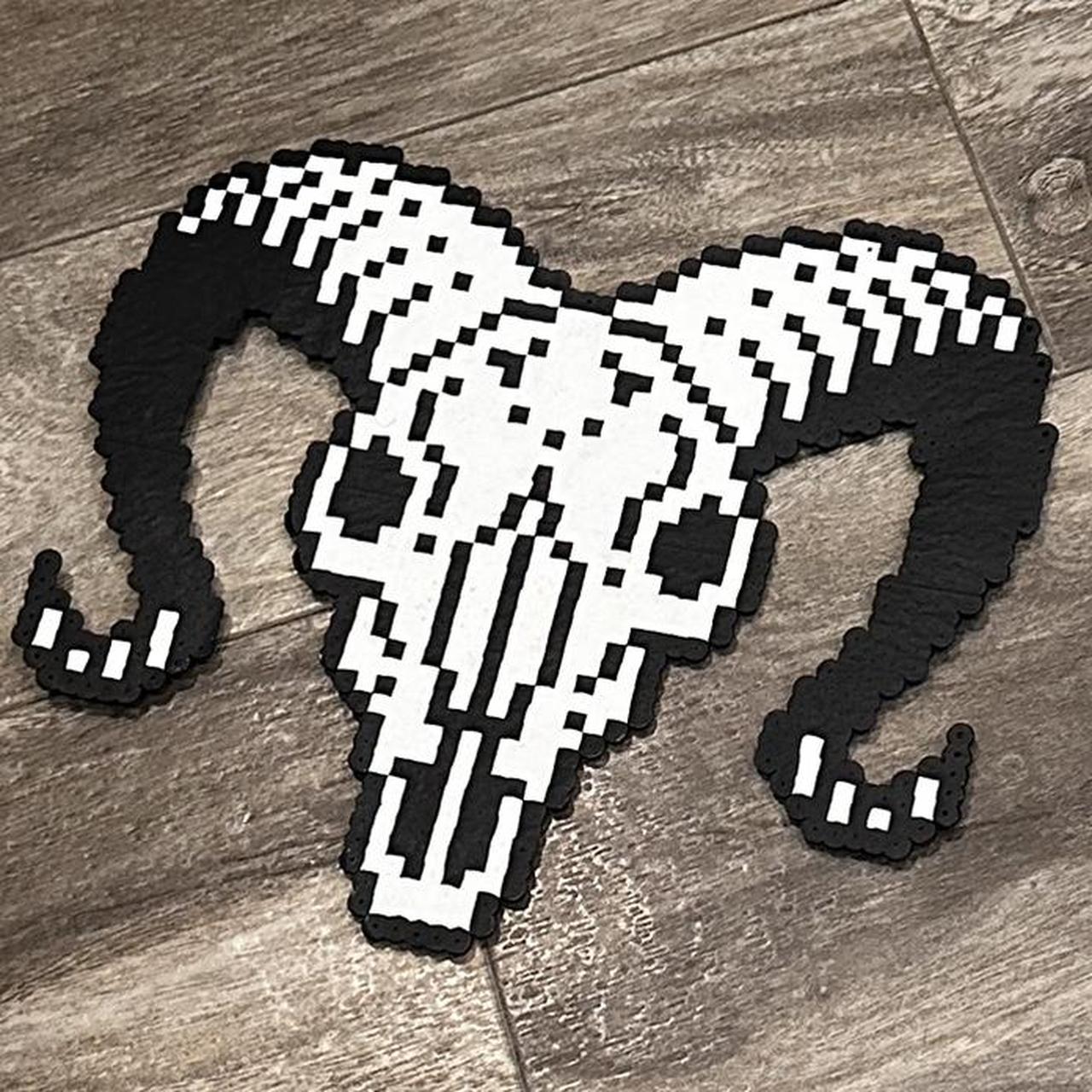 handmade perler bead goat head! - Depop