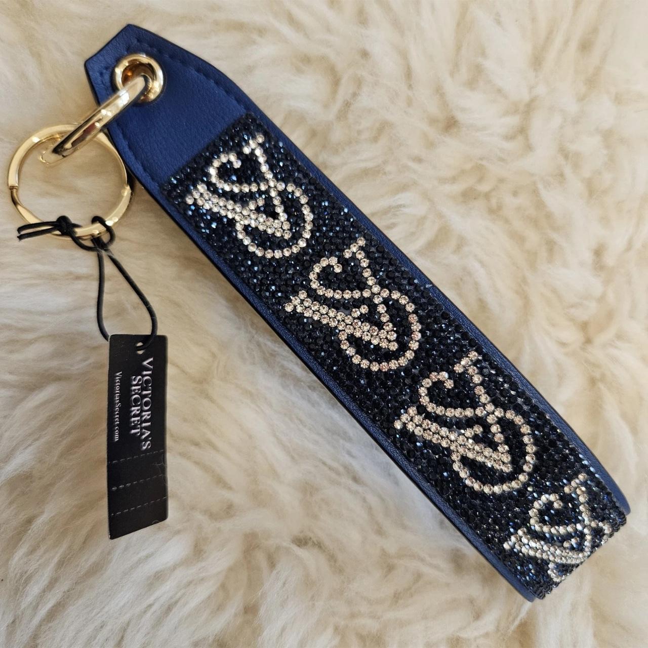 Victoria's Secret keychain wristlet Dark Blue with... | Depop