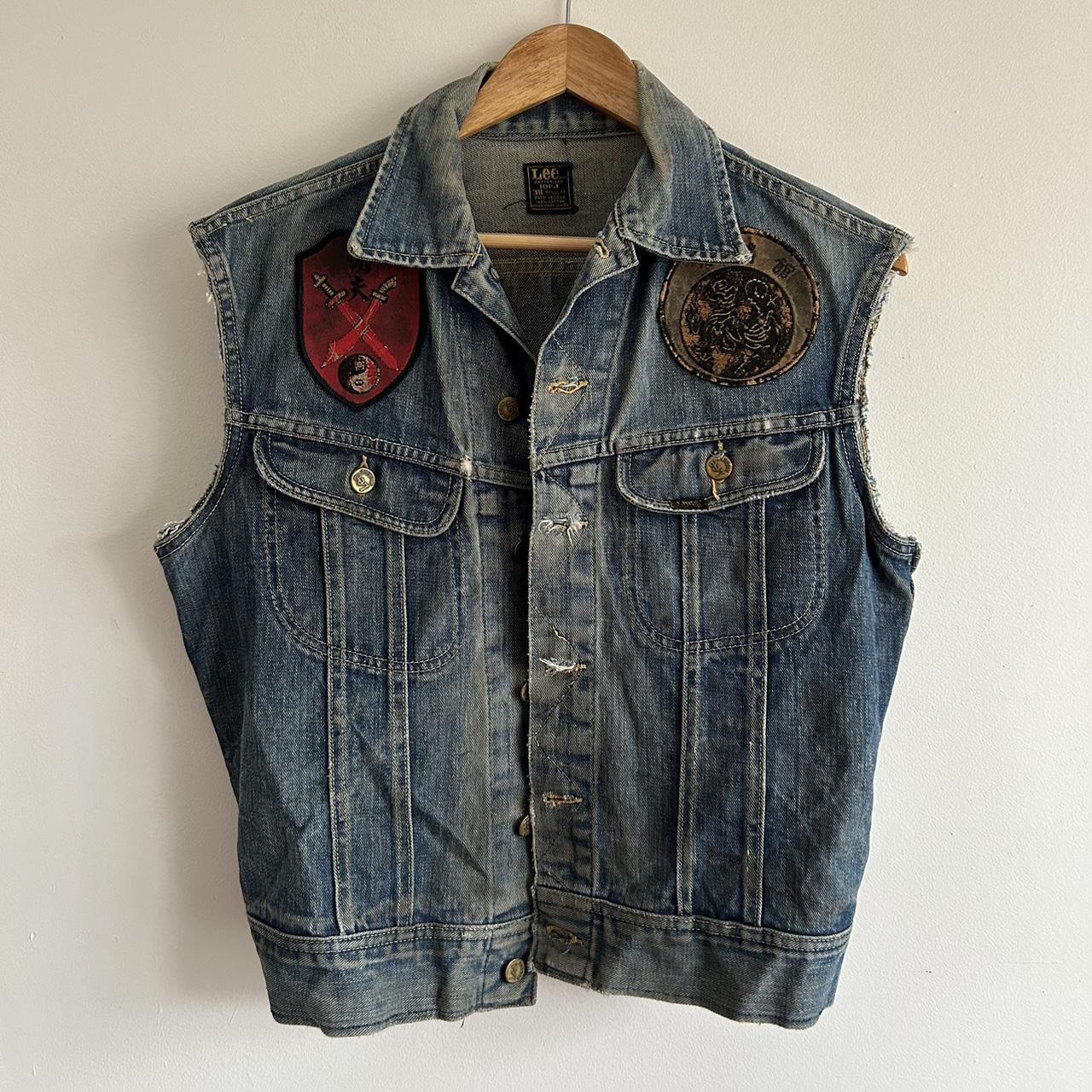 RARE Vintage Lee cut off denim vest, with three well... - Depop