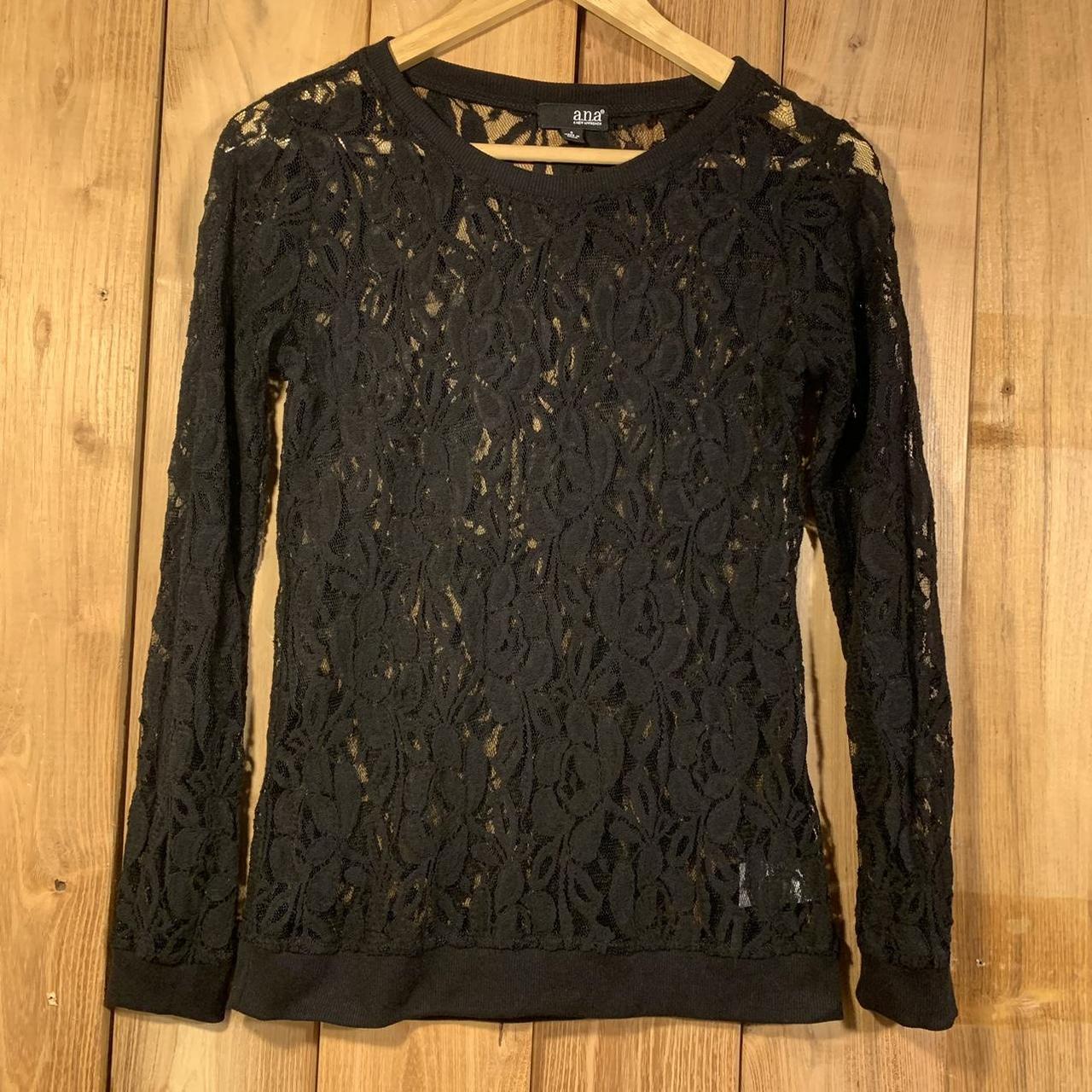 Black lace long sleeve top. Size Small 23” long 15”... - Depop