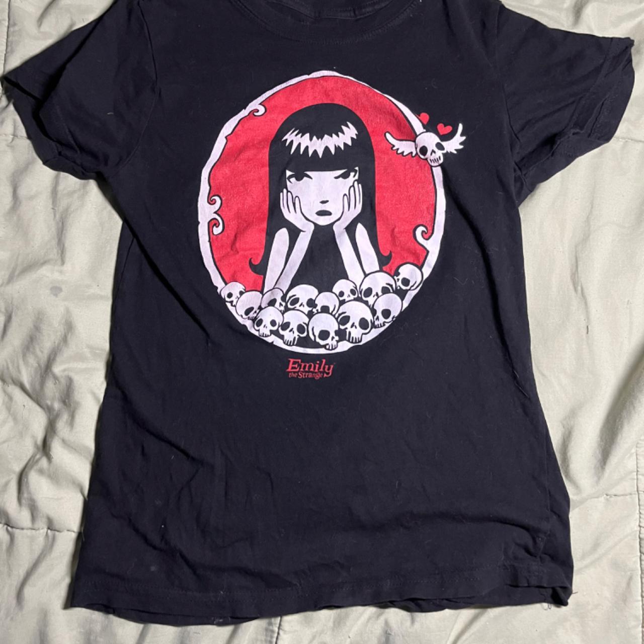 emily the strange long baby tee size small worn a... - Depop