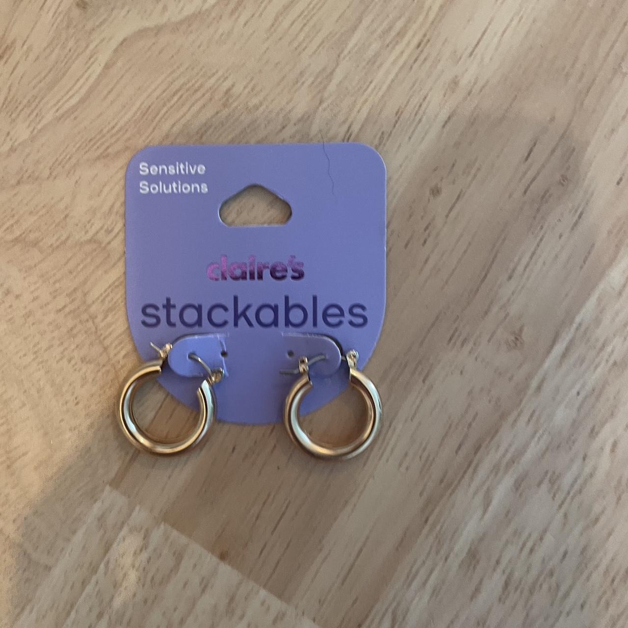 Gold stackable Claire’s hoop earrings #goldjewellery | Depop