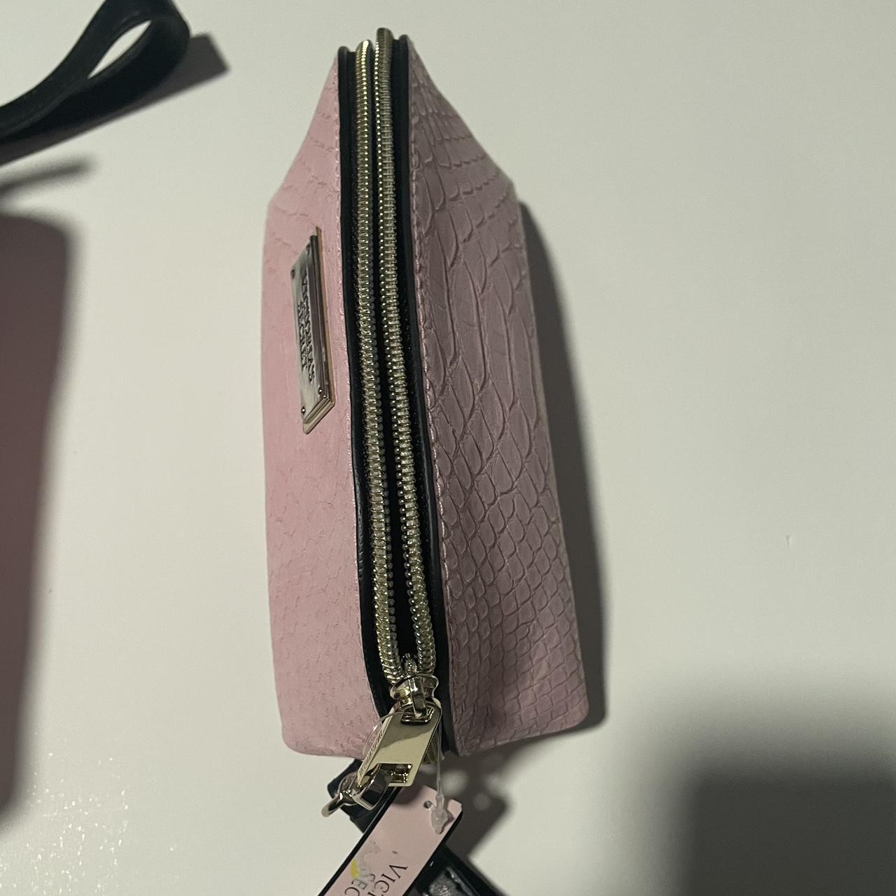 VICTORIAS SECRET MAKEUP POUCHES SET PINK STRIPE AND... - Depop
