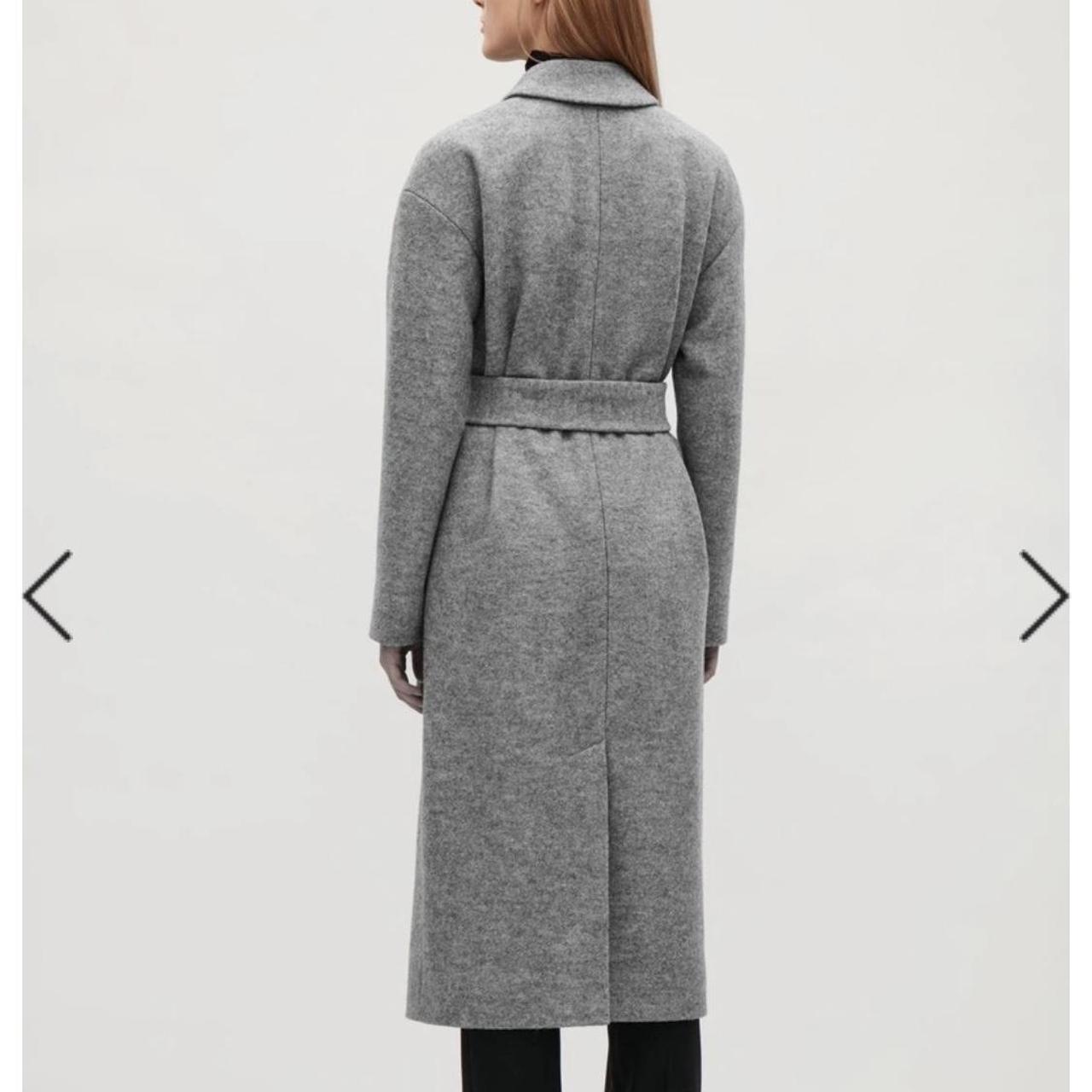 COS GREY BELTED WOOL COAT CONDITION 8/10 size... - Depop