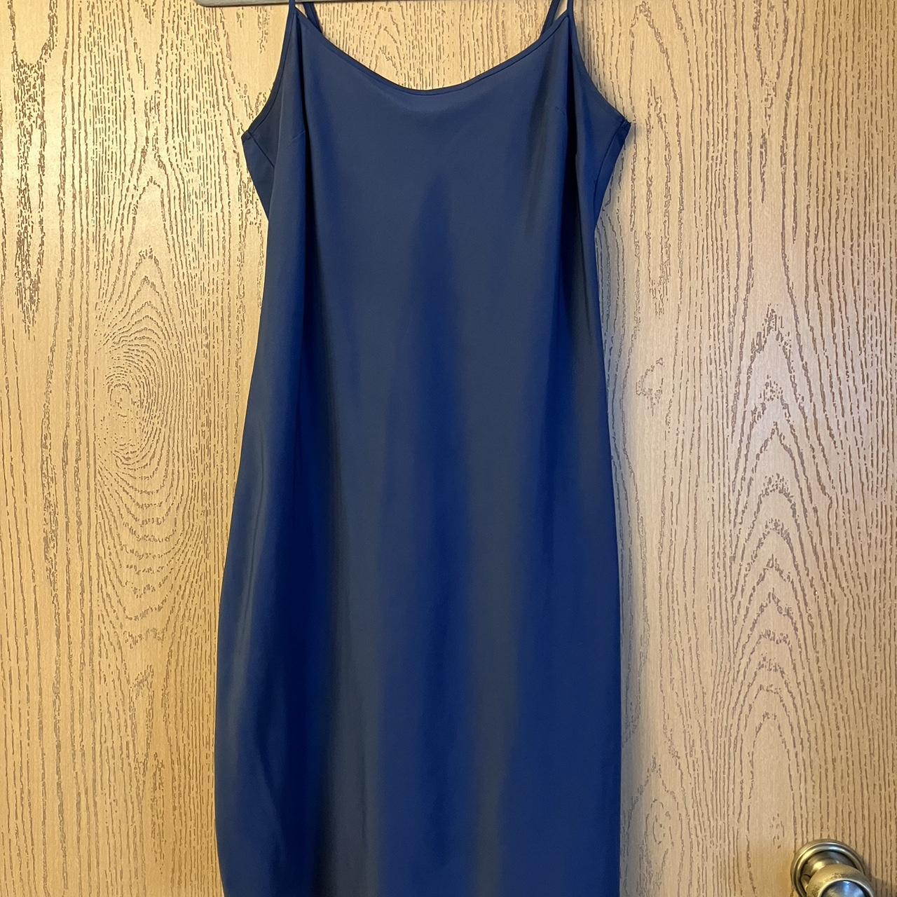 Navy blue slip dress with a relaxed fit, great for... - Depop