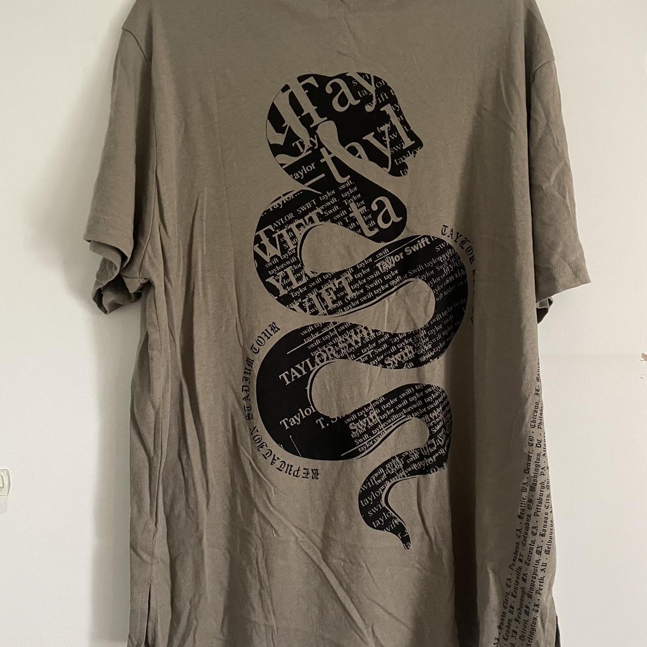 RARE Taylor Swift Khaki Reputation Snake Pocket Tee... - Depop