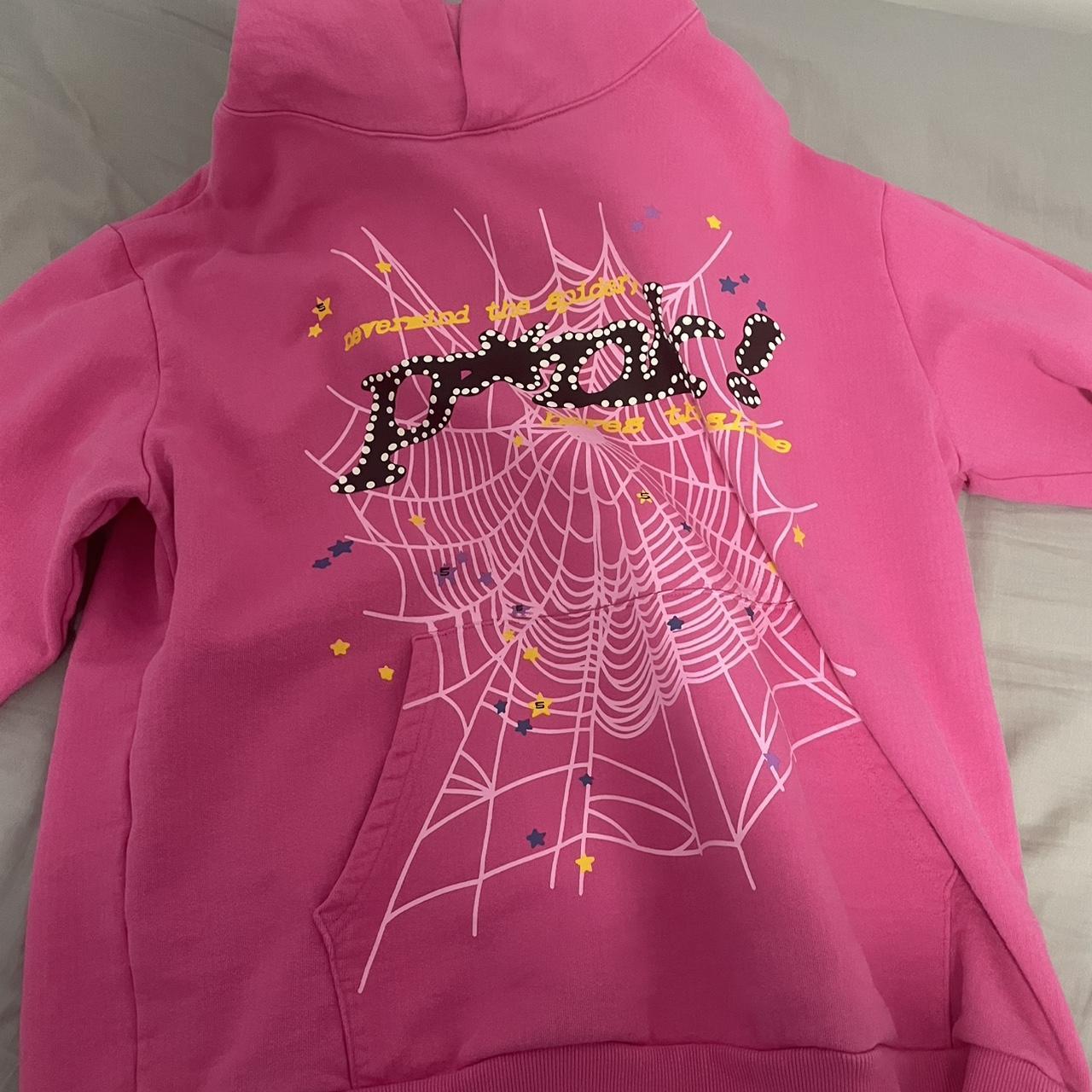 Pink spider hoodie large #hoodie - Depop