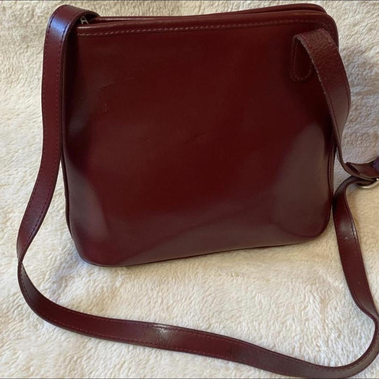 Vintage LONGCHAMP Double Pocket Crossbody Maroon... - Depop