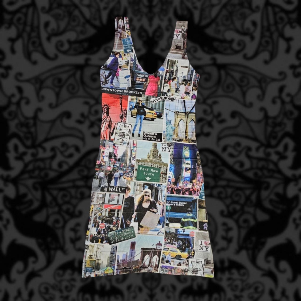 New York Collage Mini Dress Small unique ooak retro... | Depop