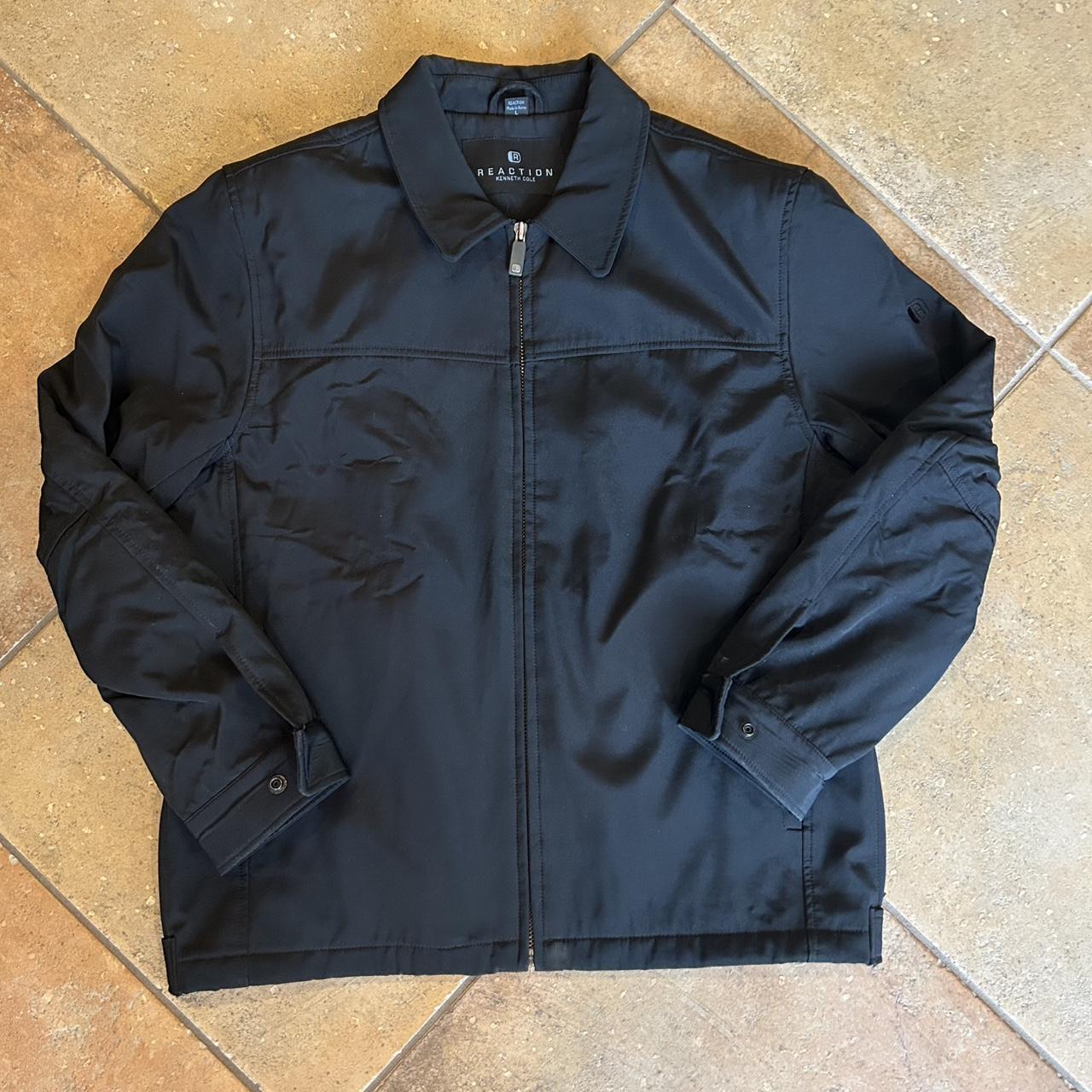 Black collared heavy work jacket with multiple... | Depop