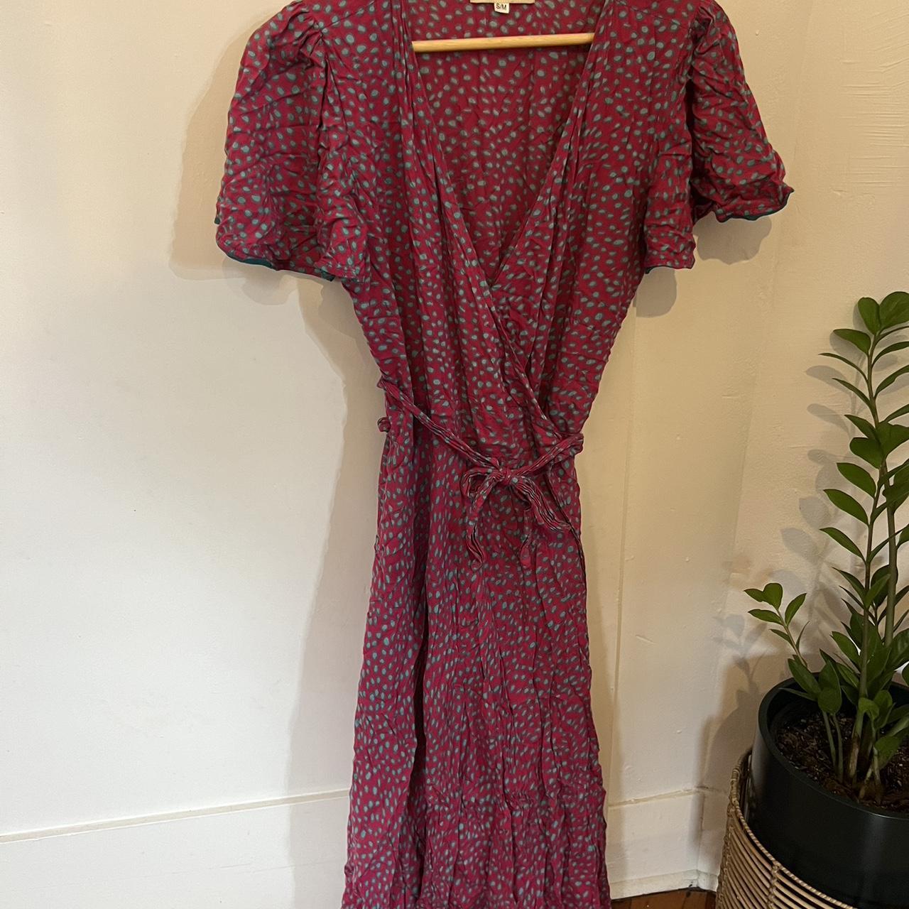 Pink wrap summer dress - Depop