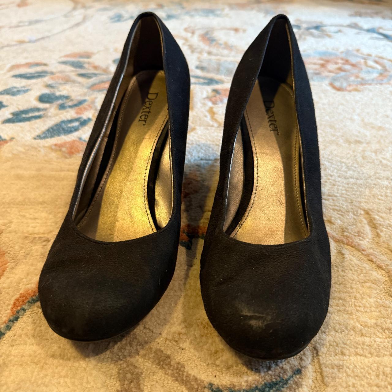 Dexter Faux Suede Black Heels Size 9 Grab the... | Depop