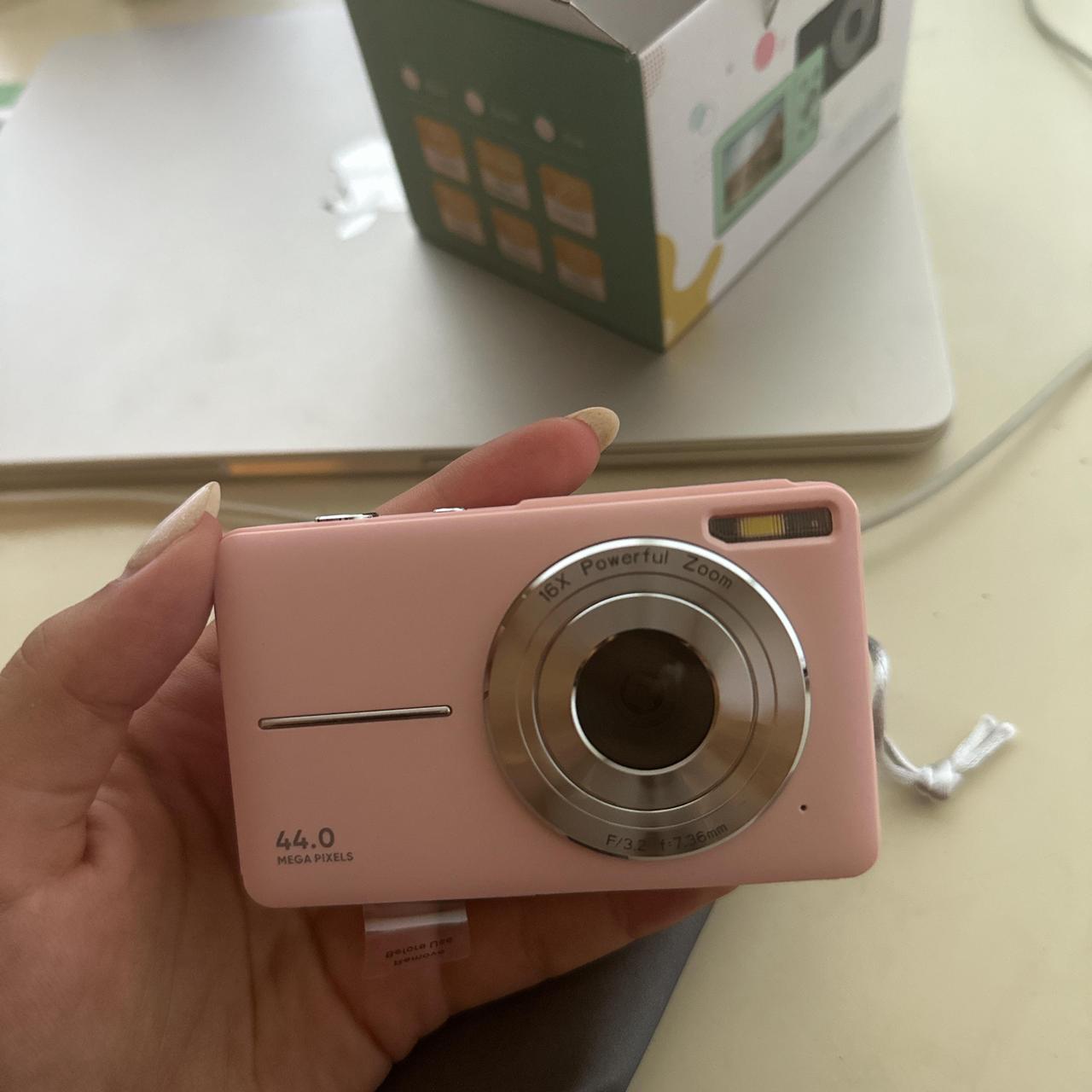 Pink digital camera brand new with box memory card... - Depop