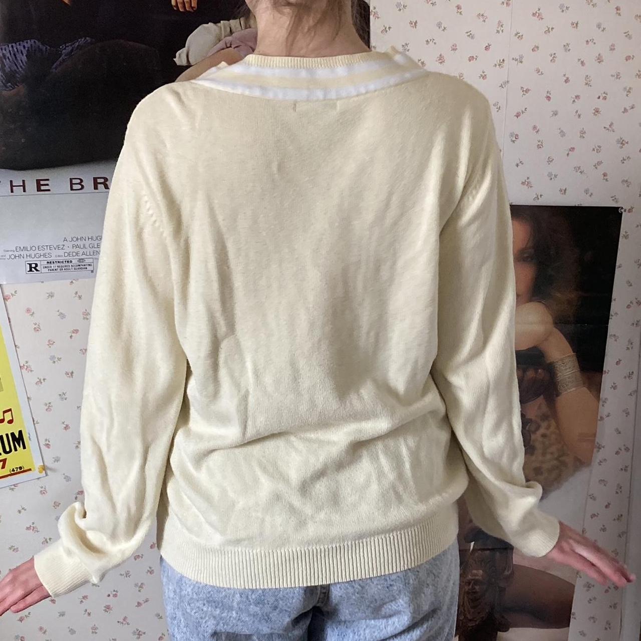 Patel 90s preppy yellow and white cable knit... | Depop