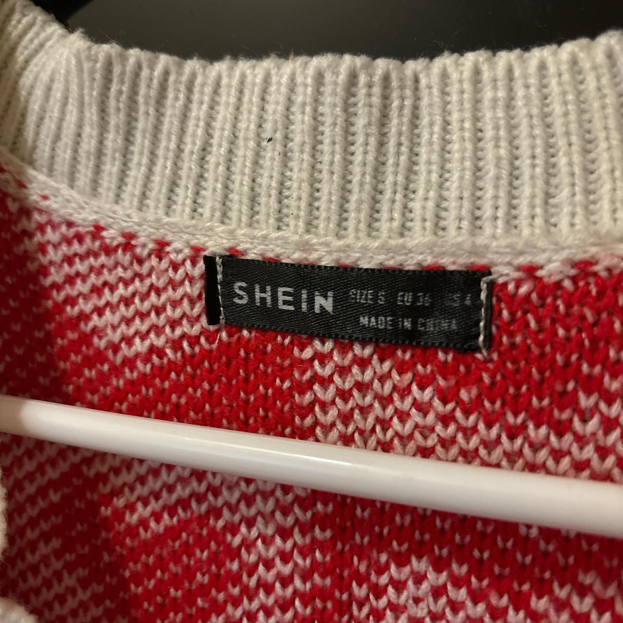 SHEIN red and white heart sweater vest Small, but... - Depop