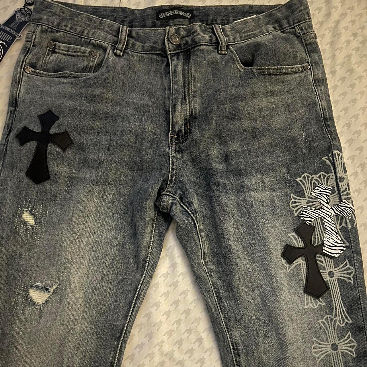 Chrome Hearts Men's Jeans Chrome heart jeans size... - Depop