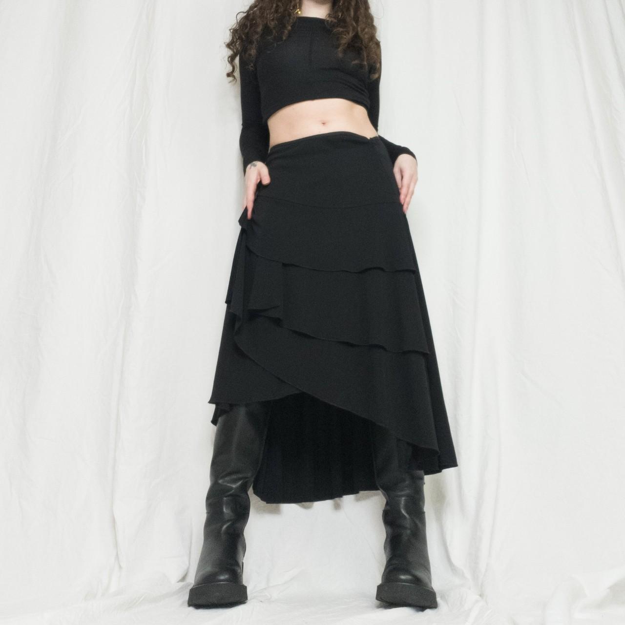 asymmetric layer skirt ★ • tiered layers • zip... - Depop
