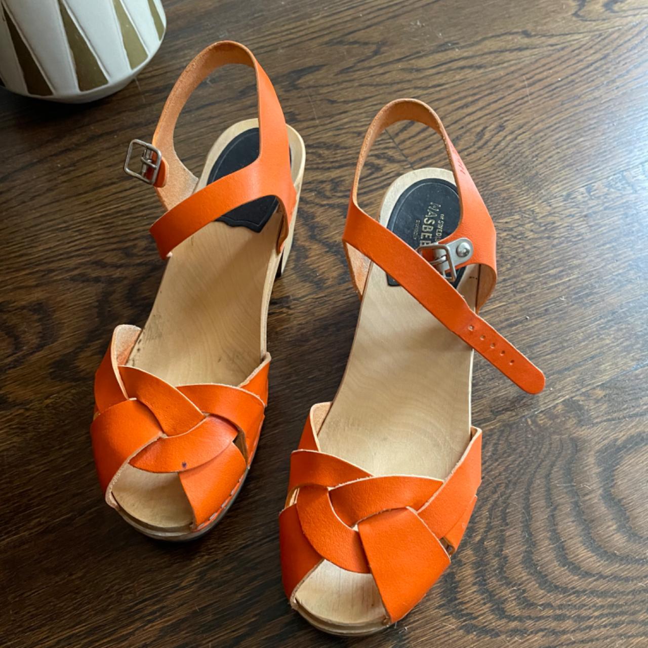 Orange Swedish Hasbeens clogs | Depop