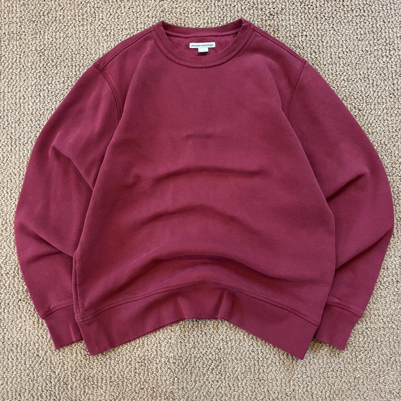 Boxy amazon essentials red/ burgundy long sleeve... | Depop