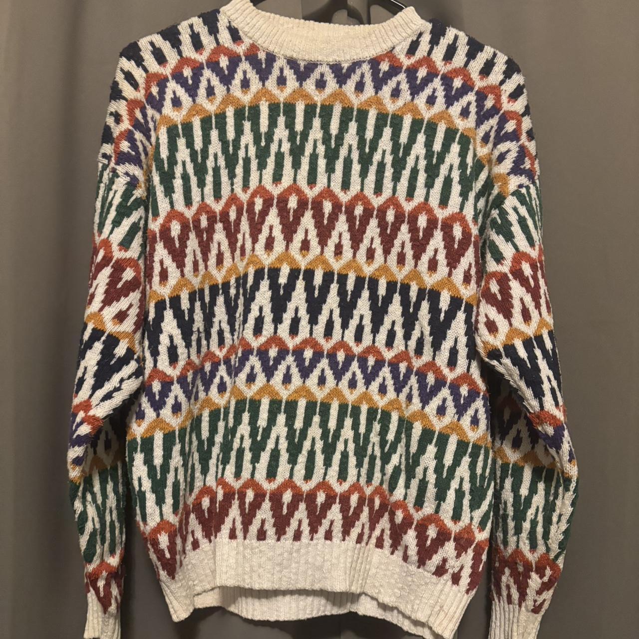 Boston Traders 90s multi-coloured wool sweater... | Depop