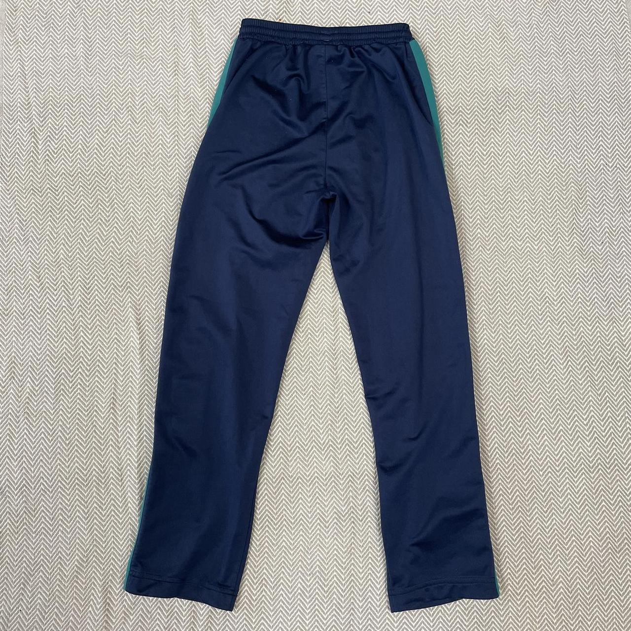 Navy/Green Reebok Popper Track Pants Waist:... - Depop