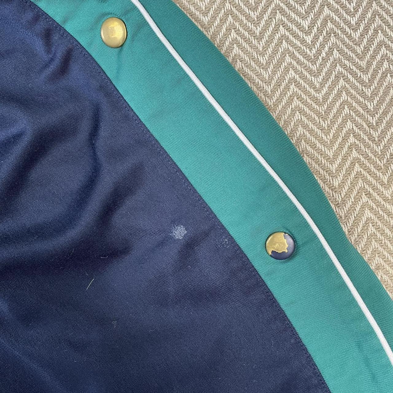 Navy/Green Reebok Popper Track Pants Waist:... - Depop