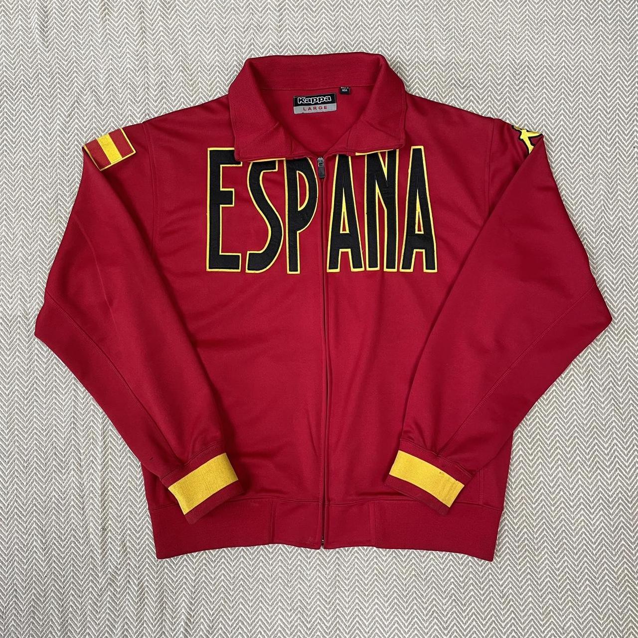 Red Retro Espana Zip Up Jacket Size: Large Pit to... - Depop