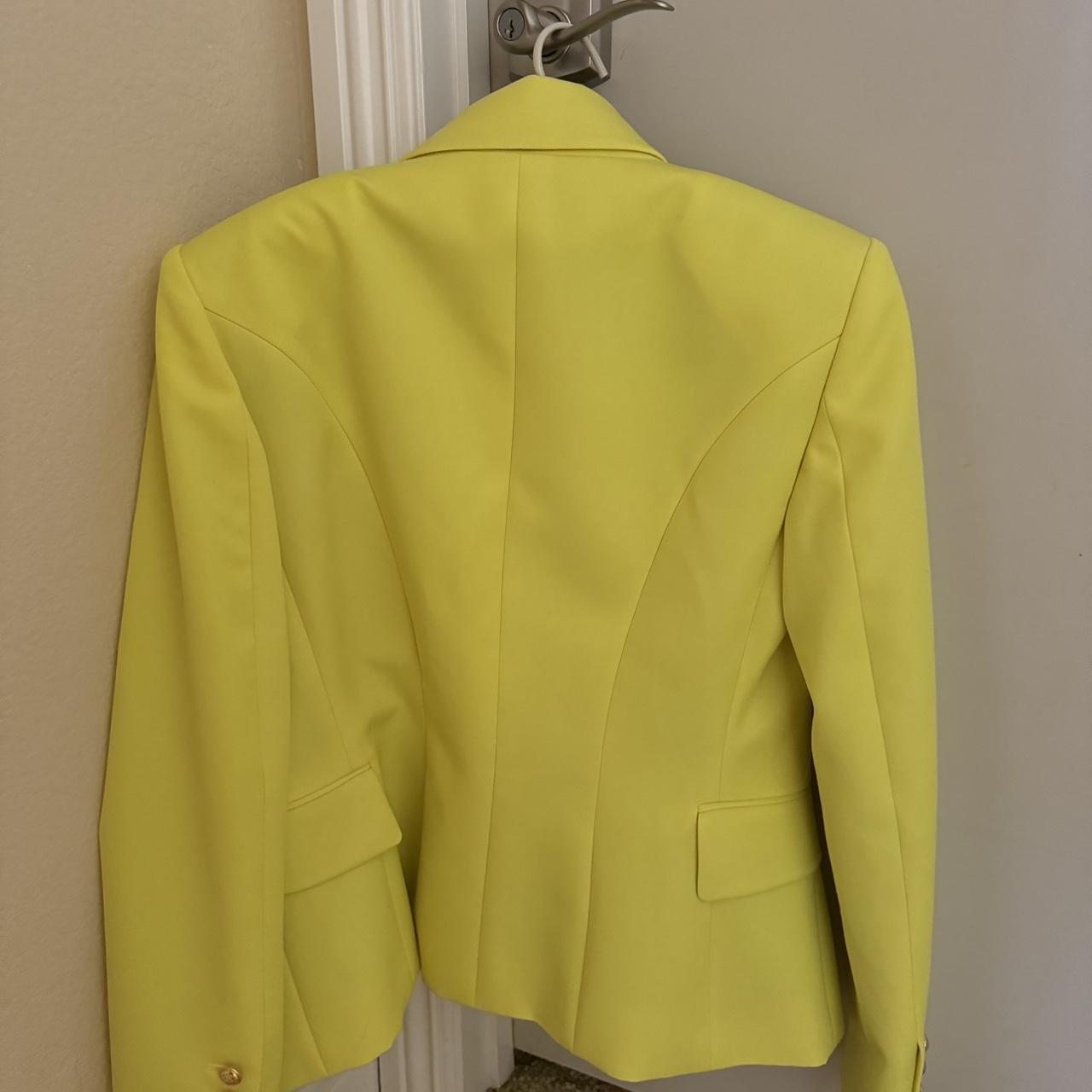 Balmain Neon Yellow Wool Double Breasted Button... - Depop