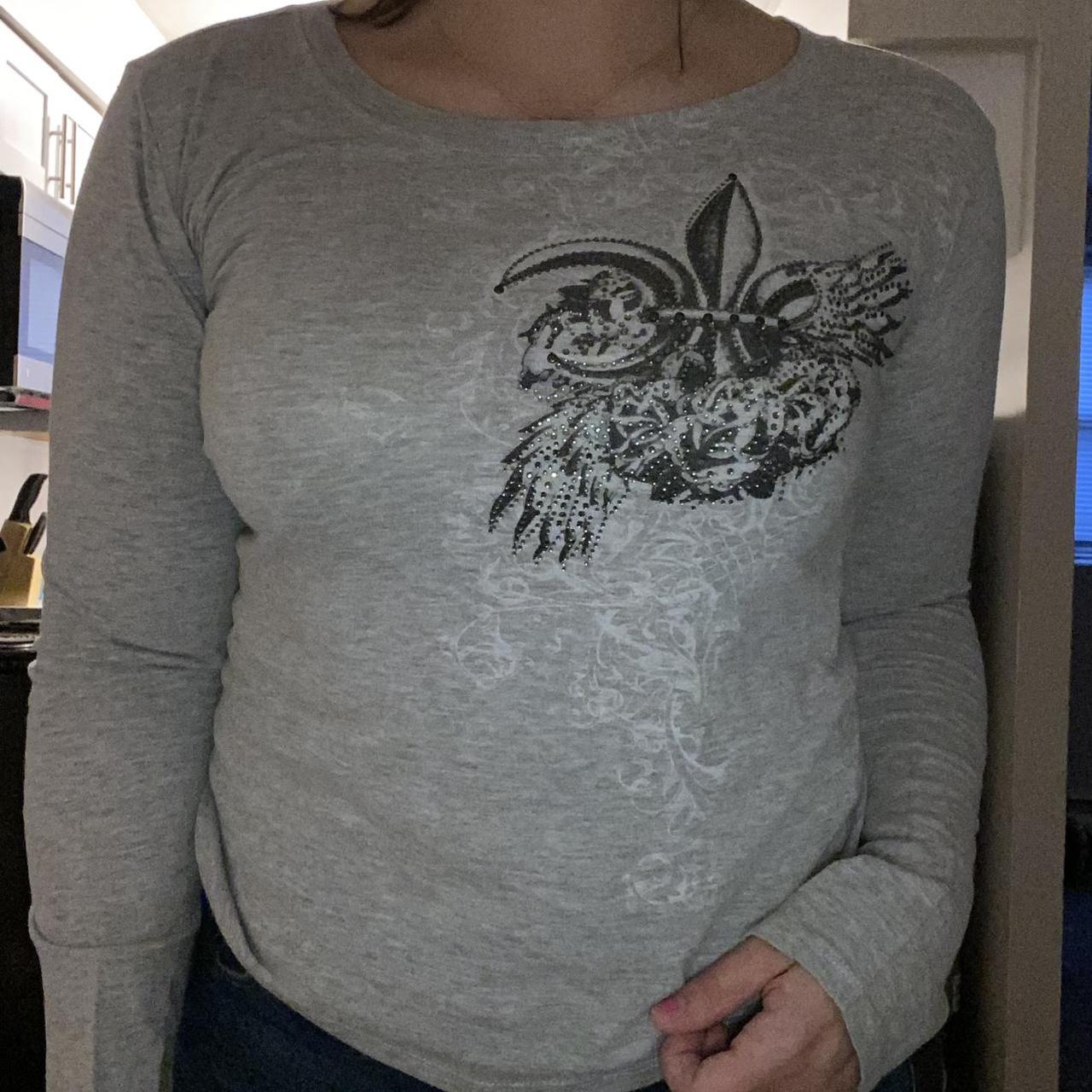 Affliction style y2k grunge Body Central top🩶 size... - Depop