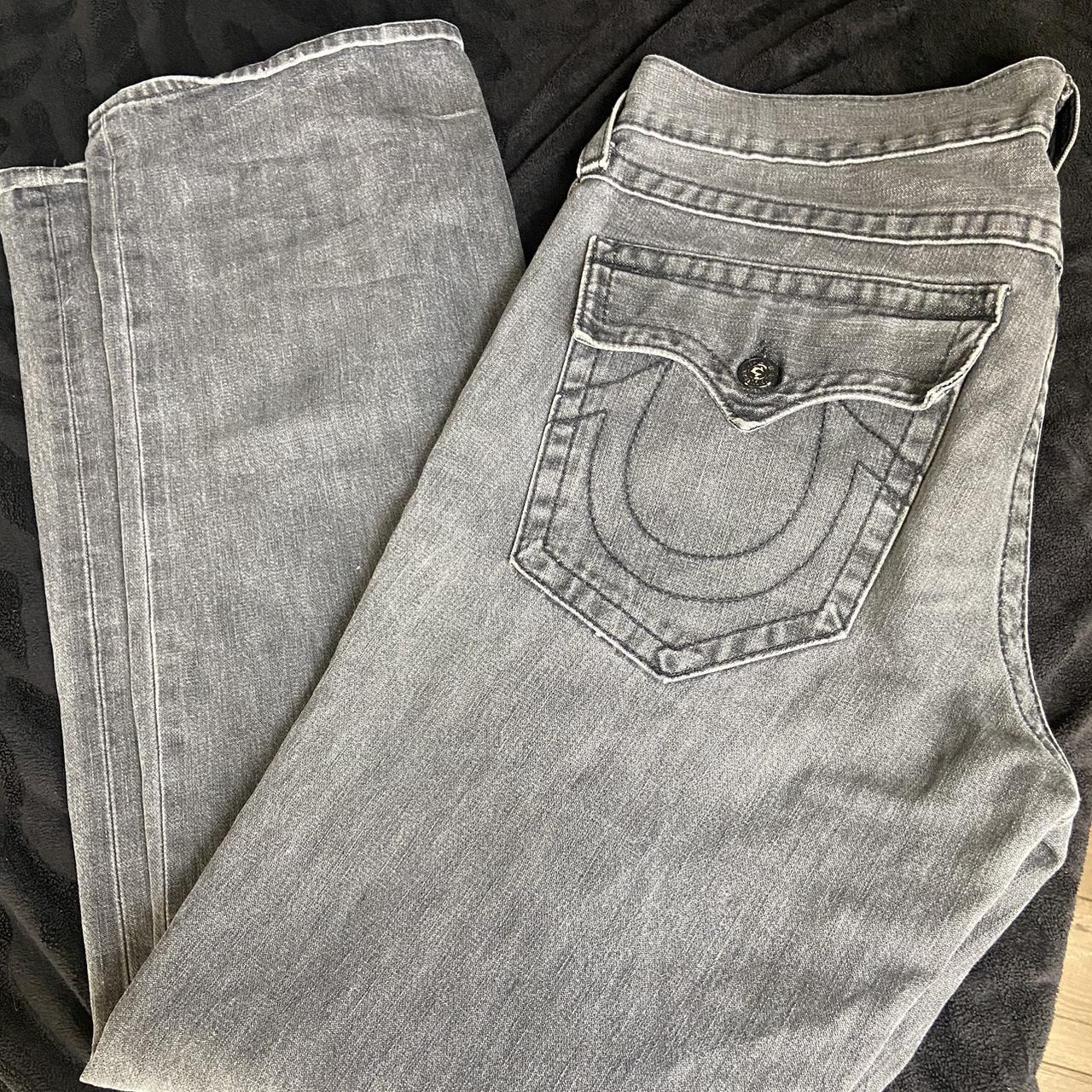True Religion Grey and black Jeans Excellent... - Depop