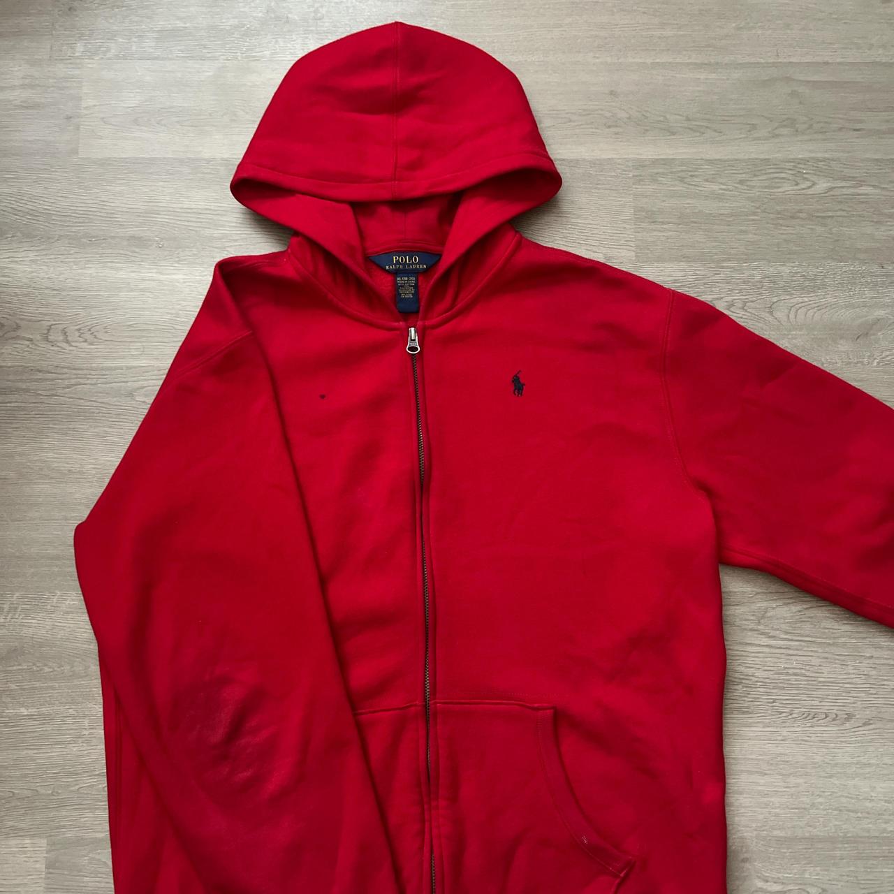 Polo Ralph Lauren red zip up hoodie - Depop