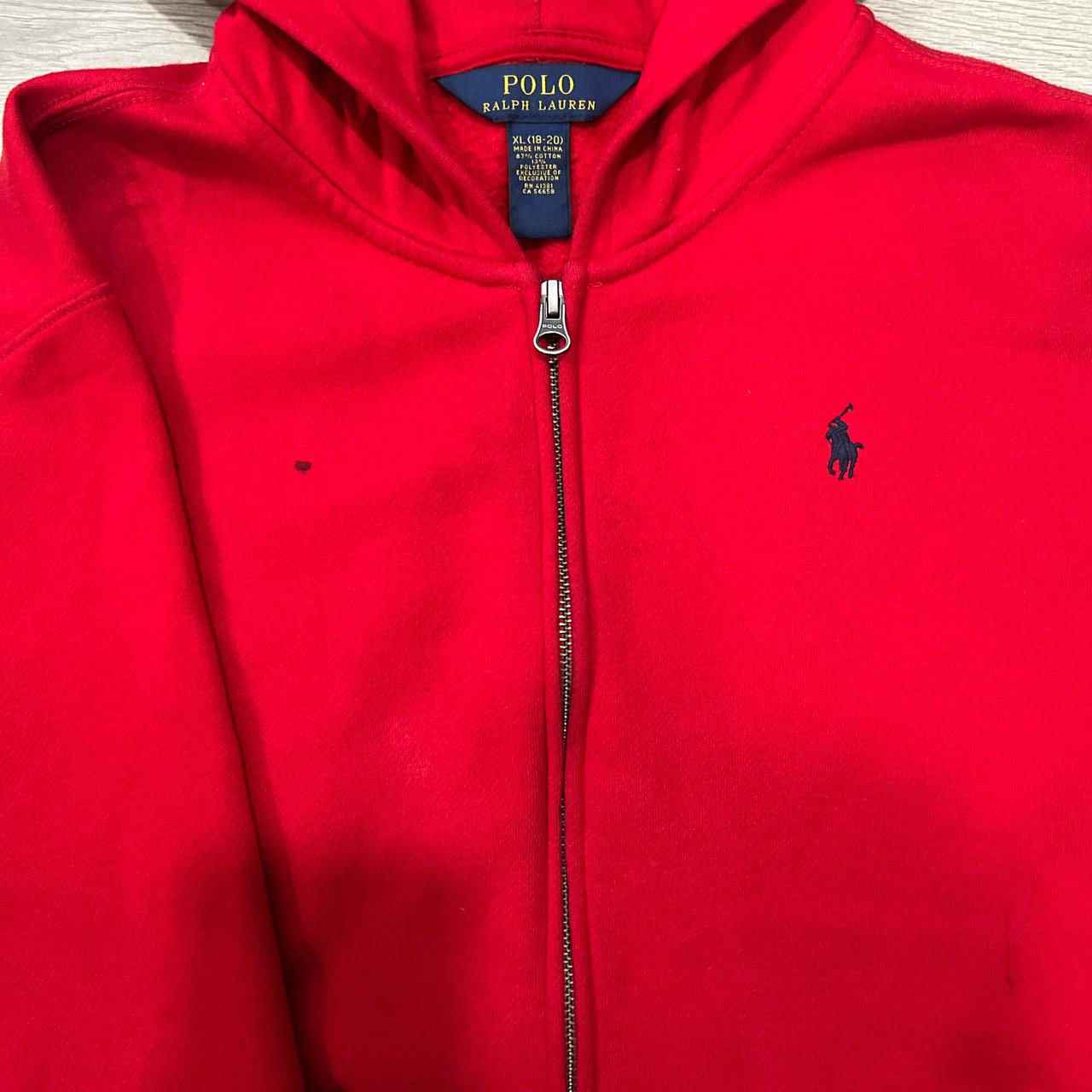 Polo Ralph Lauren red zip up hoodie - Depop