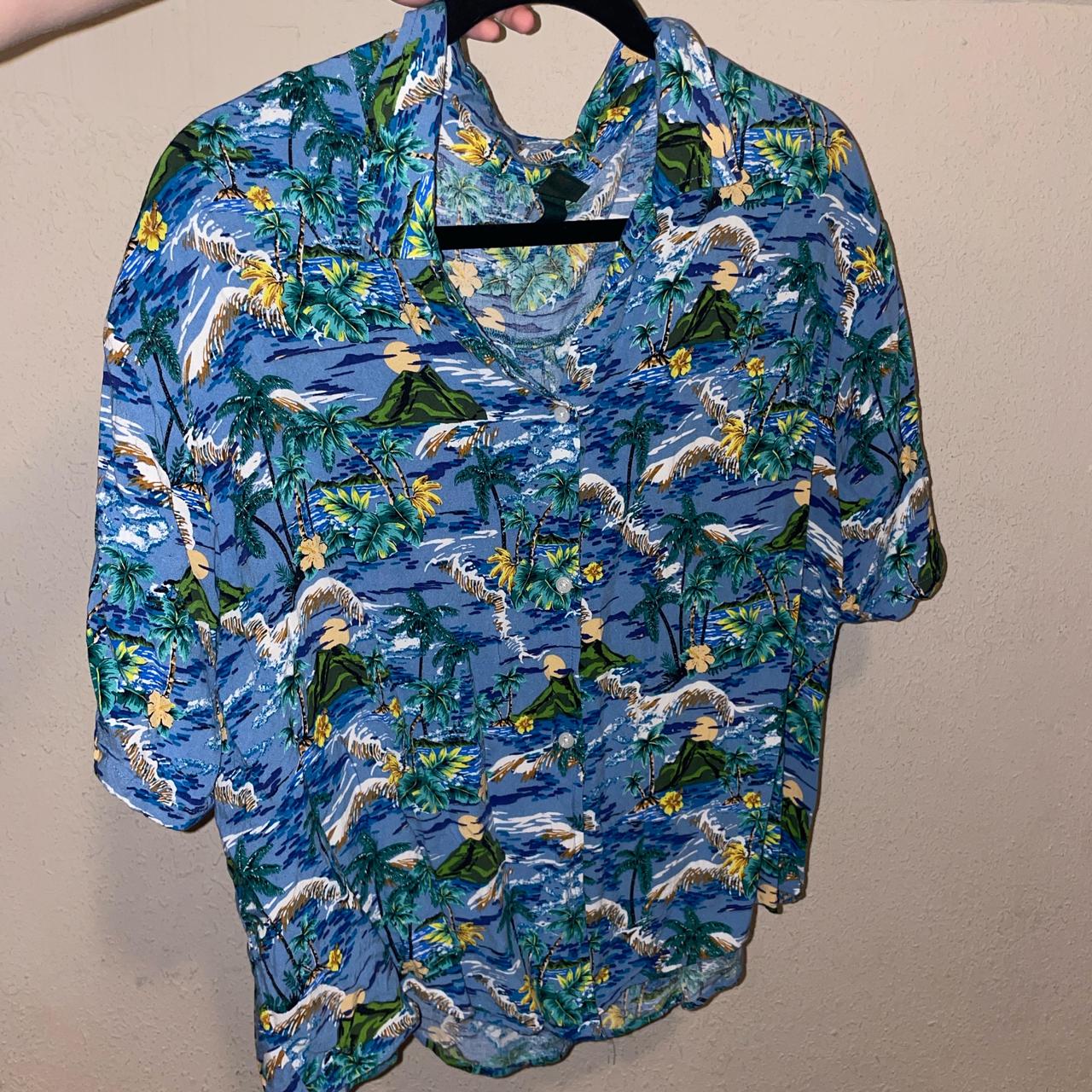 large wild fable tropical landscape button up - Depop