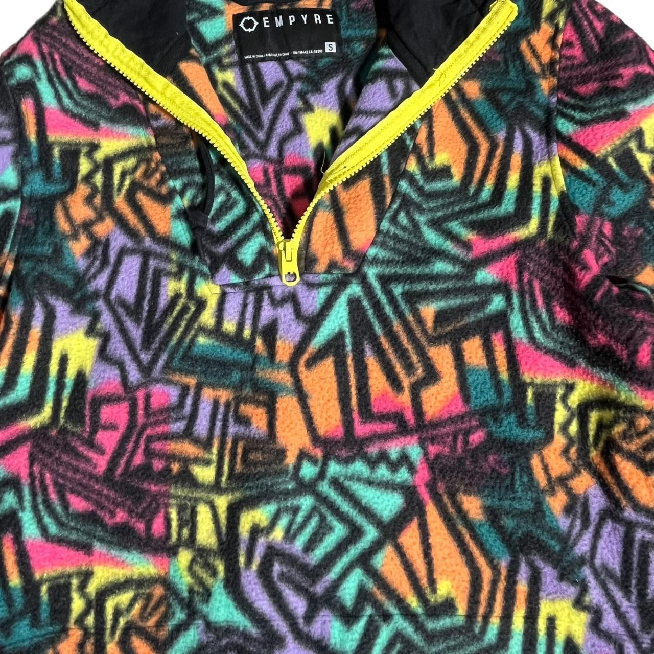 Colorful quarter zip fleece with a funky pattern... - Depop