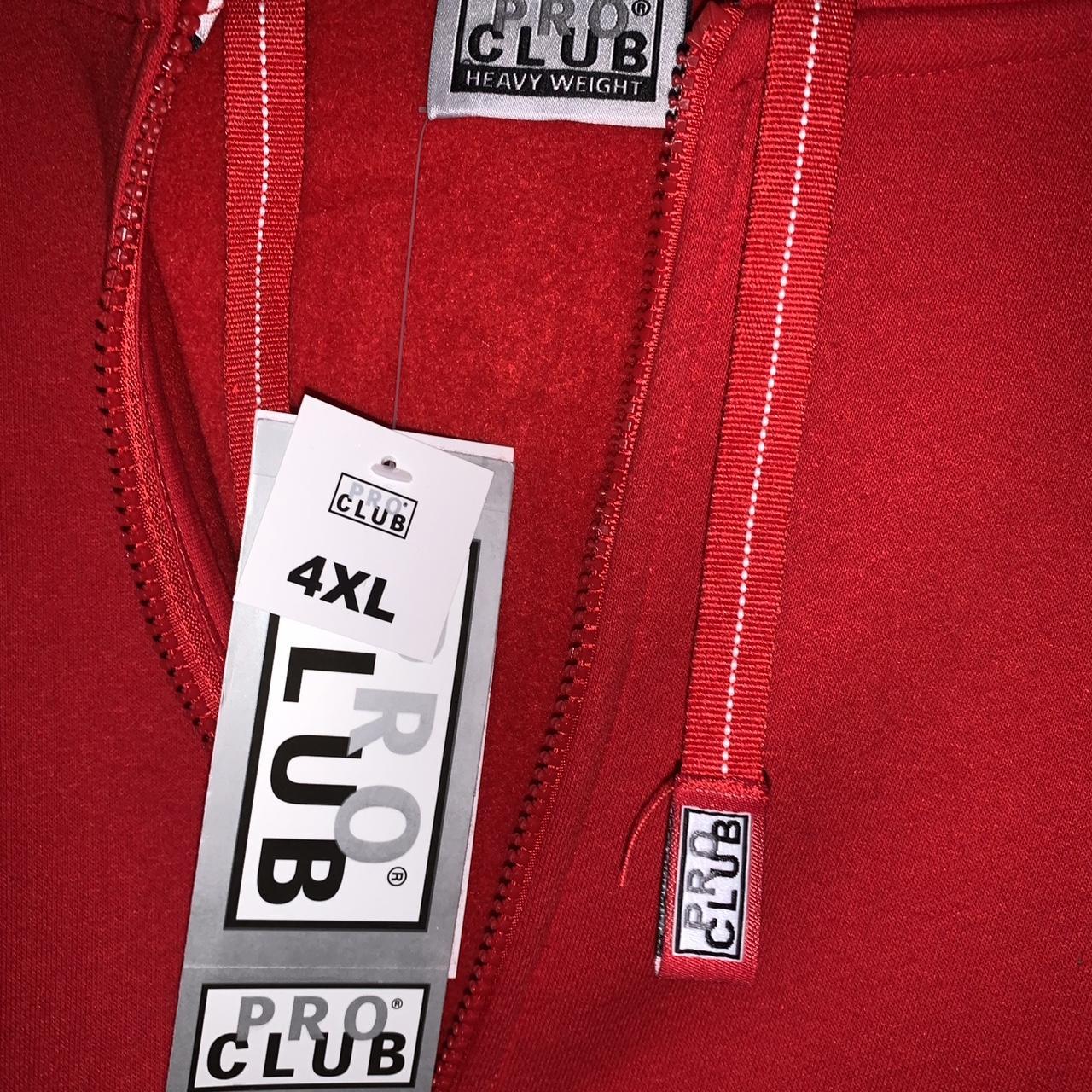 Red Pro Club heavyweight zip-up hoodie Size 4XL... - Depop