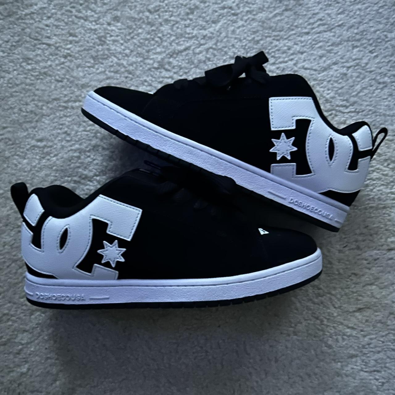 DC Shoes black and white trainers message before... - Depop