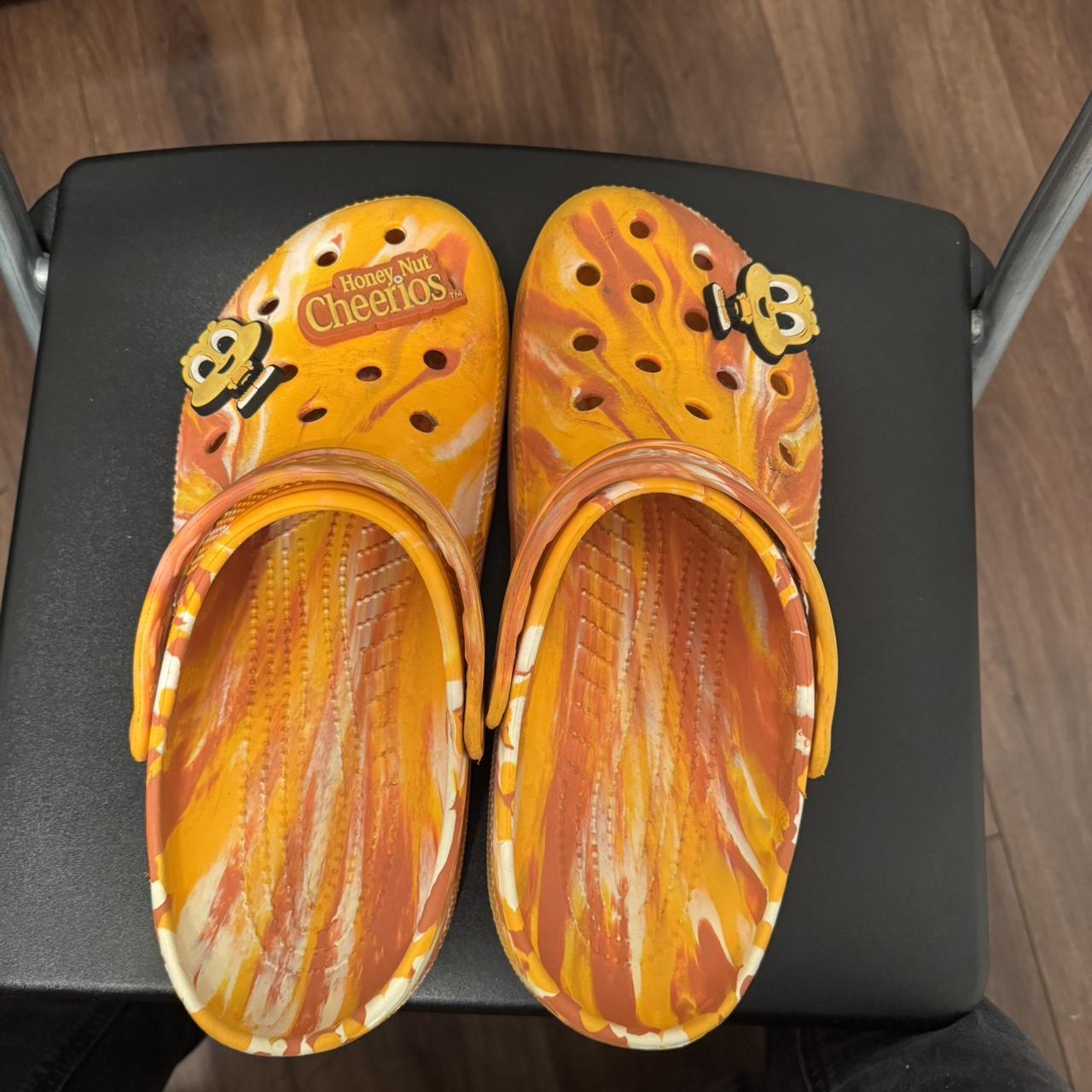 Orange and yellow Honey Nut Cheerios Crocs... | Depop