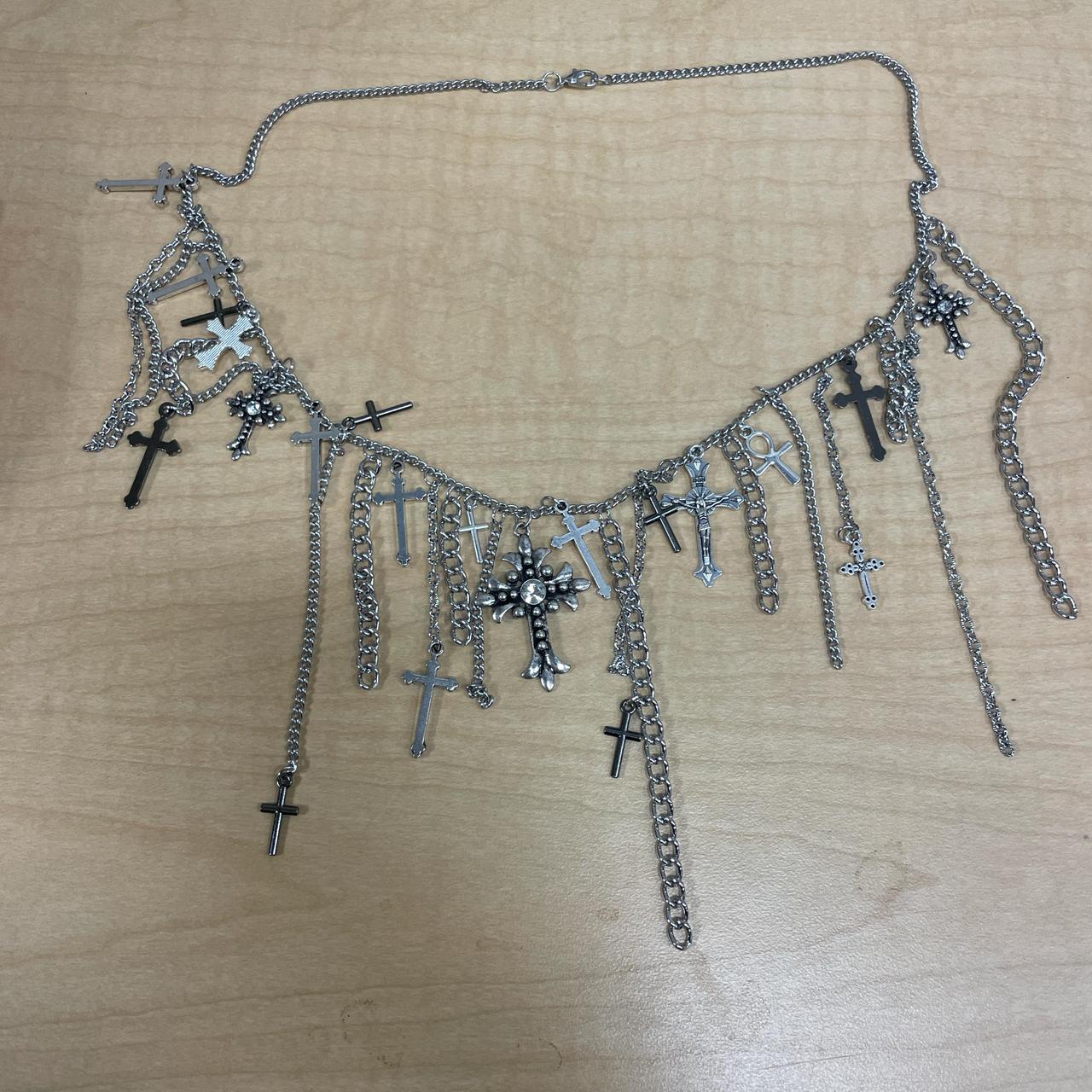 handmade silver cross necklace simpler but more... - Depop