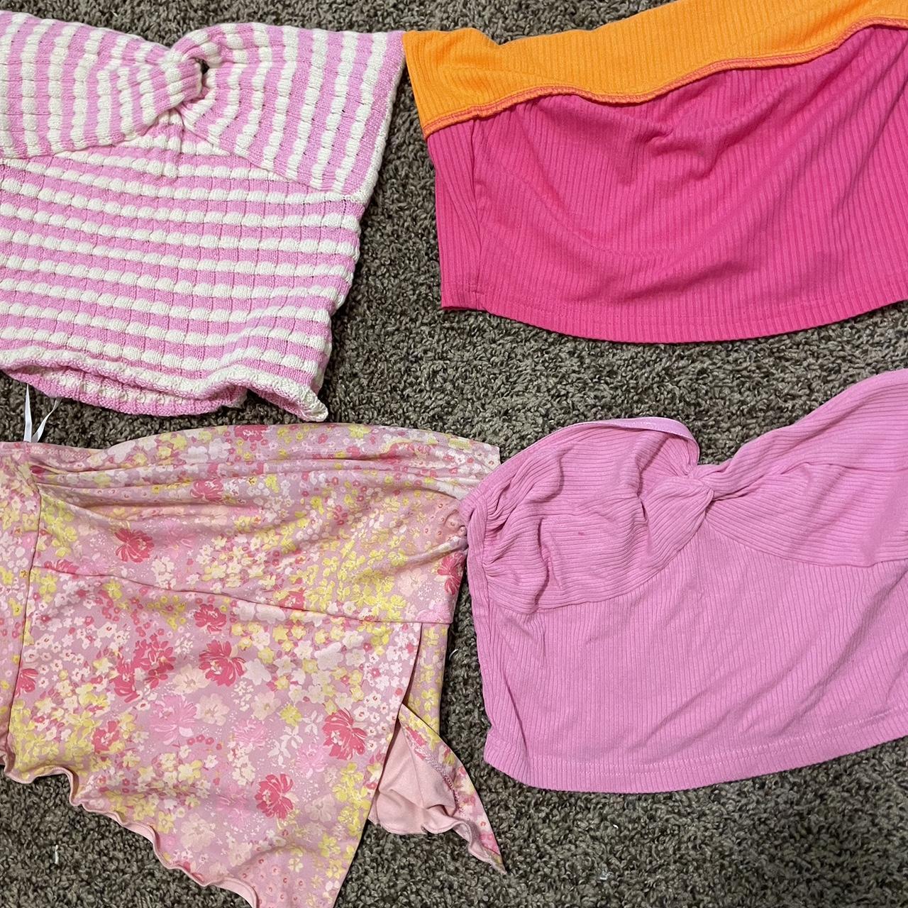 Pink and white crop top bundle #croptop - Depop