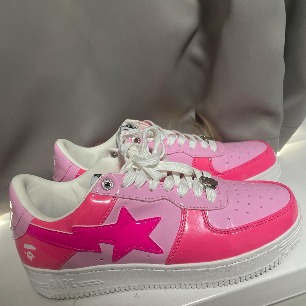 New Bape pink and white trainers - Depop