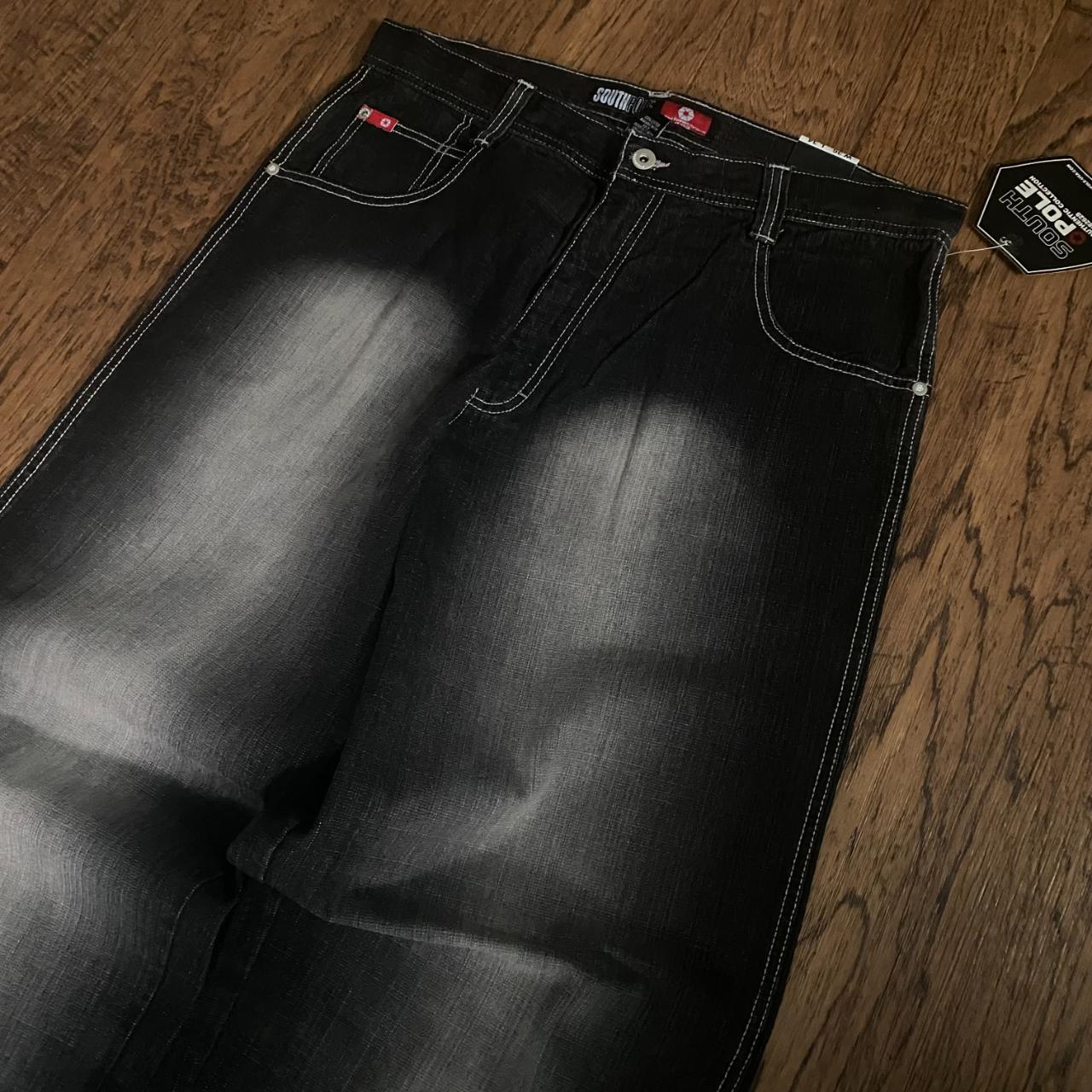 Grail baggy southpole red tab black faded jeans... - Depop