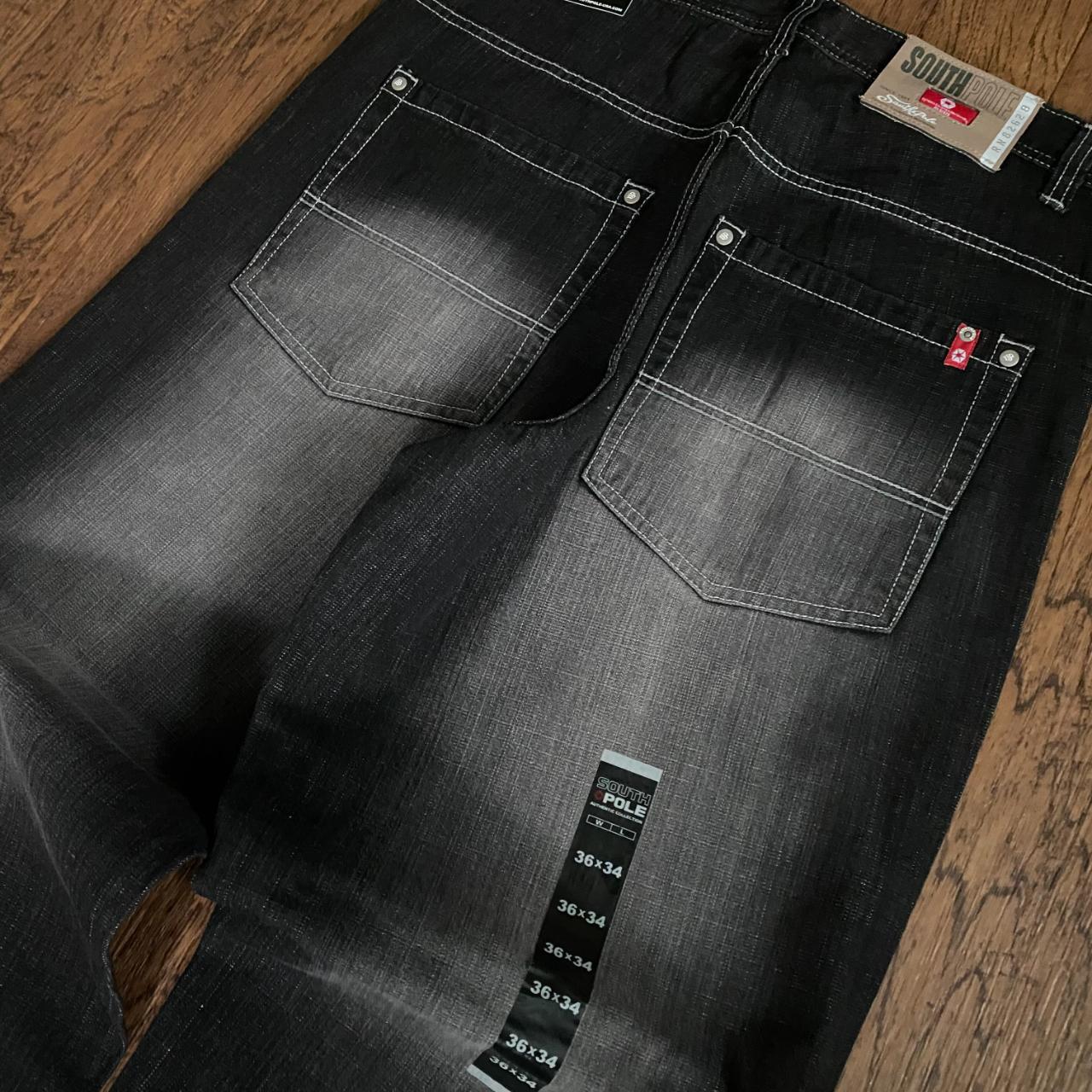 Grail baggy southpole red tab black faded jeans... - Depop