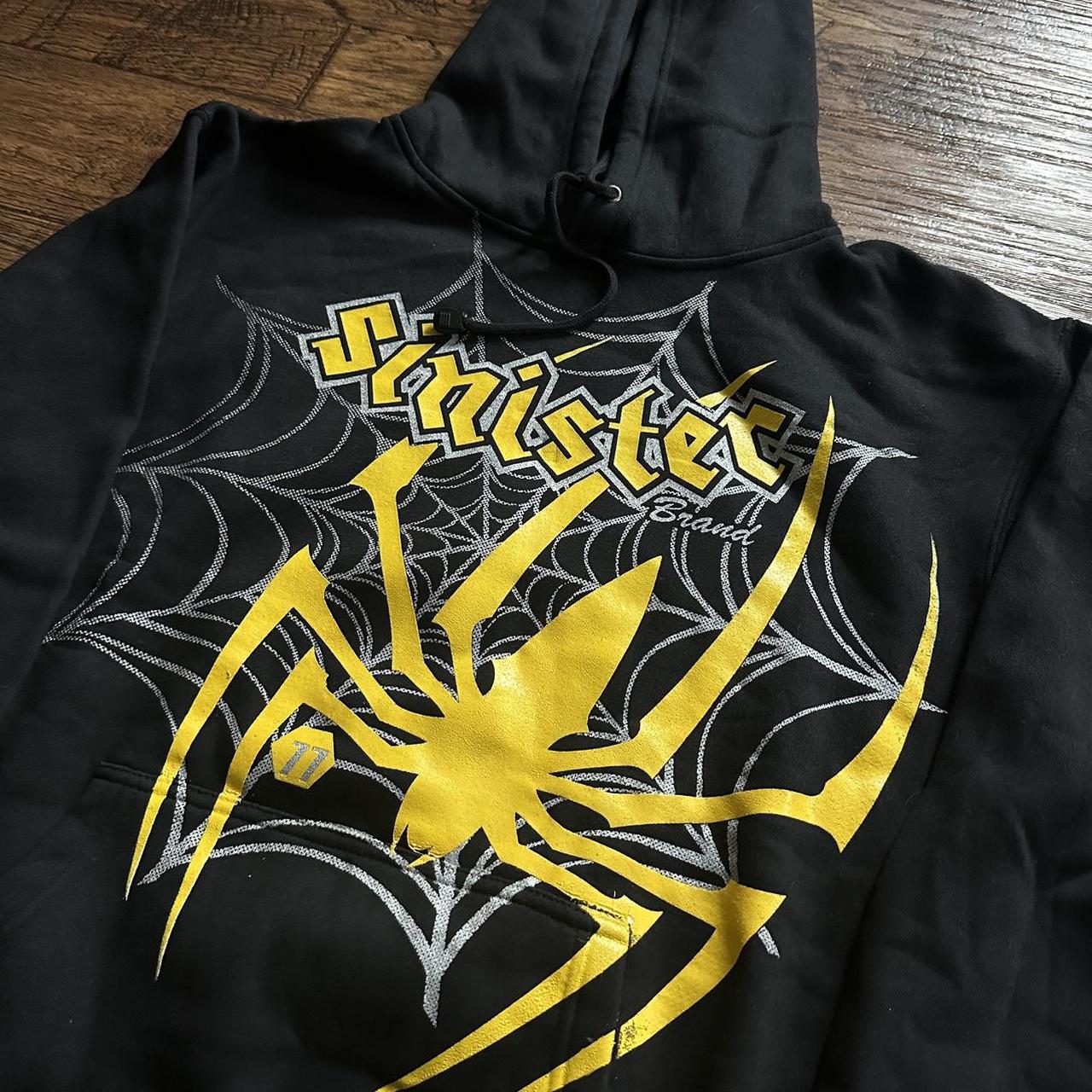 Grunge y2k spider web design hoodie Size... - Depop