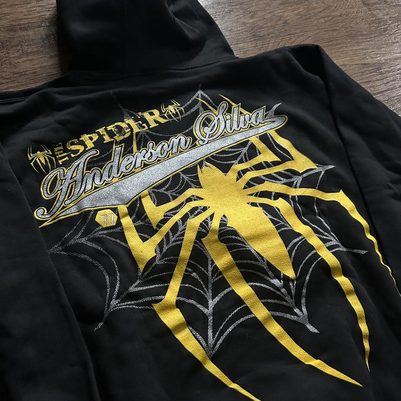 Grunge y2k spider web design hoodie Size... - Depop