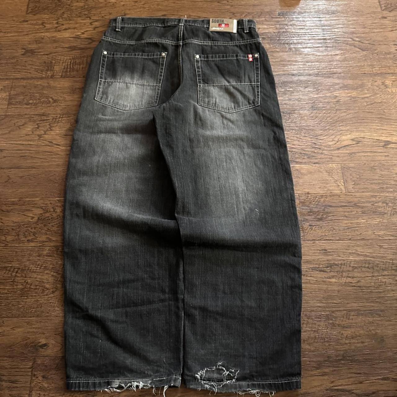 insanely baggy red tab southpoles black fade jeans... | Depop