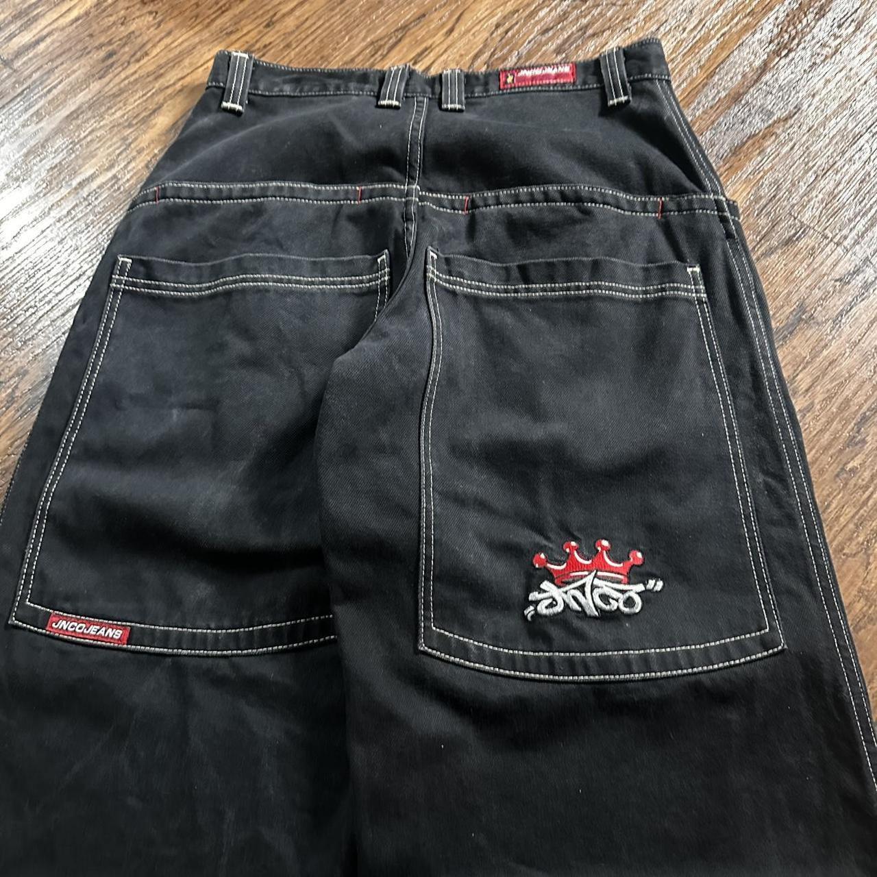 quad pocket jnco embroidered black jeans 32x30 tag... | Depop