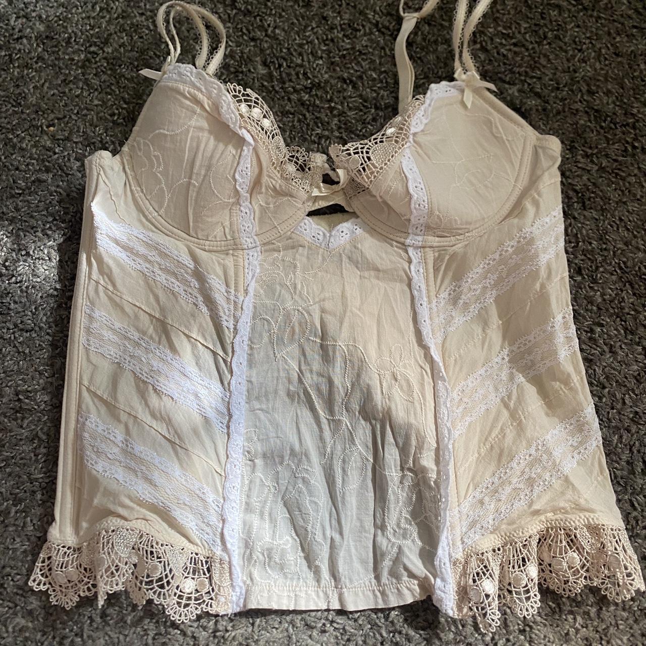 Rampage vintage white and cream/beige bustier corset... | Depop