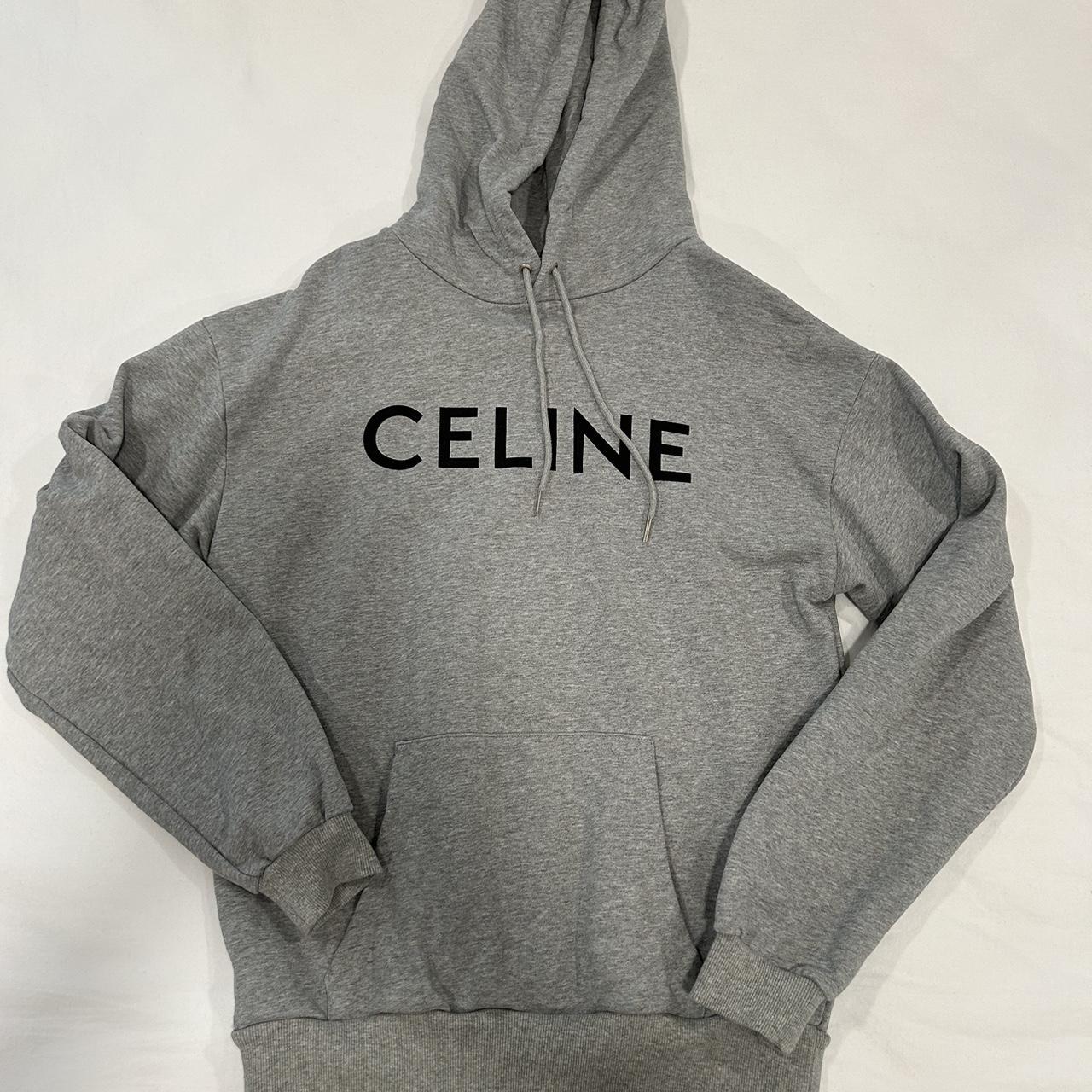 Celine Print Loose Hoodie Grey Size Small Perfect... - Depop