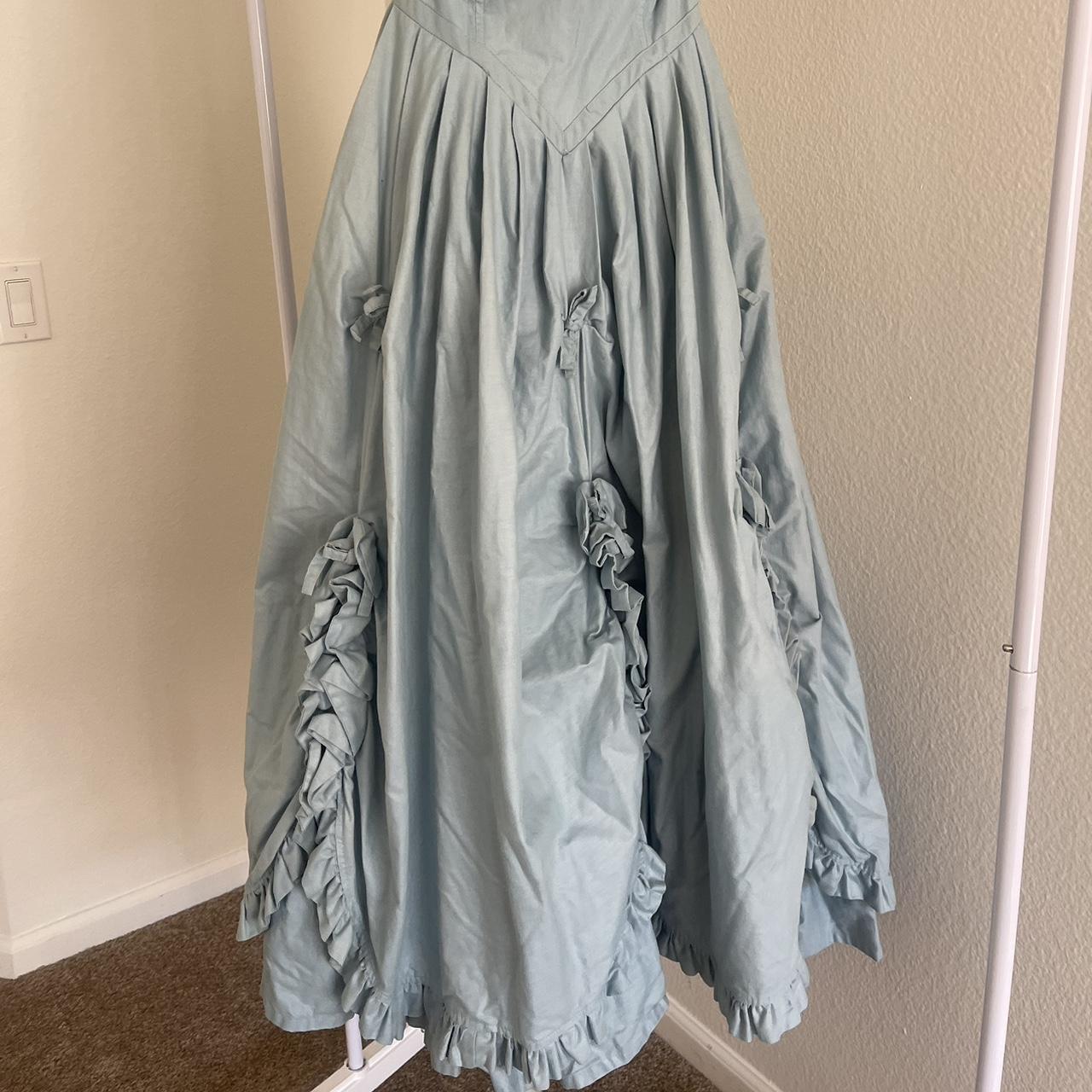 Light blue ruffle dress with a unique design... - Depop